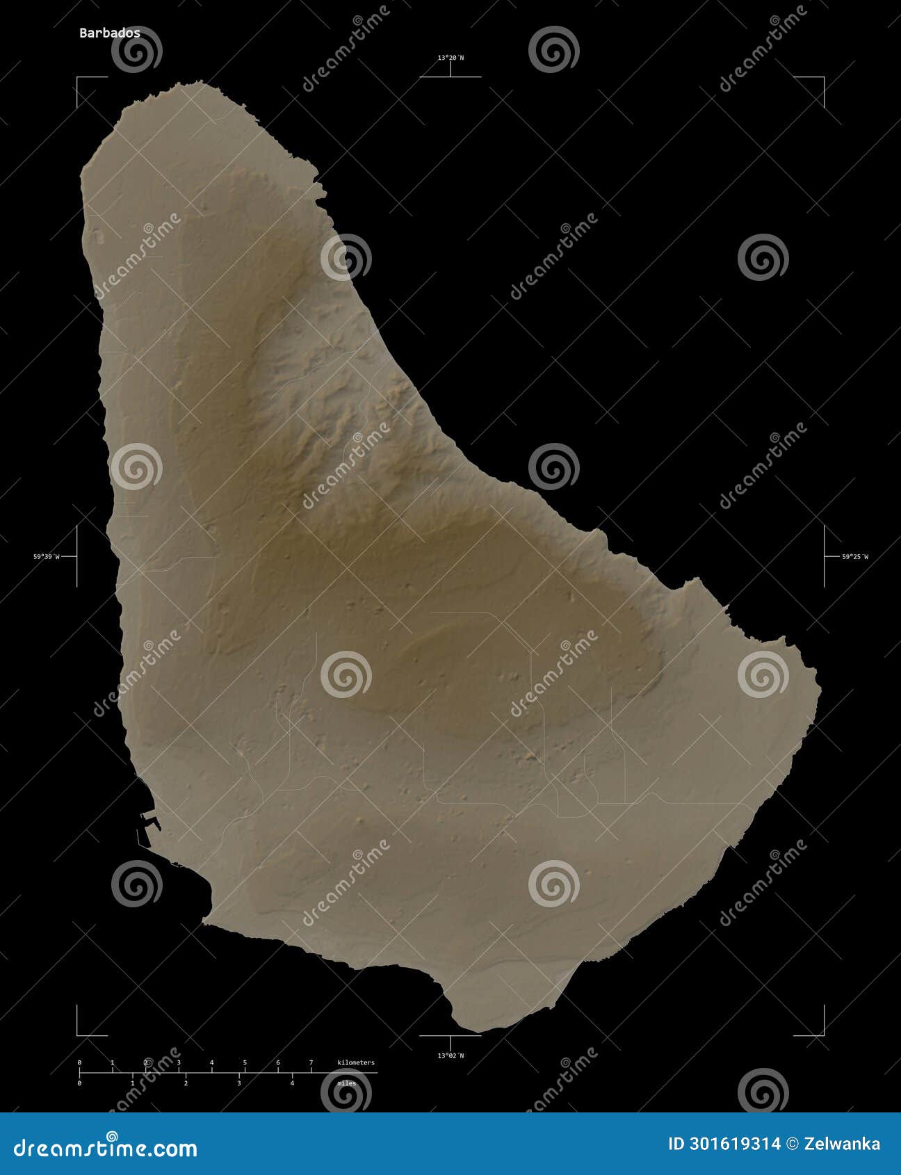 Barbados Shape on Black. Sepia Stock Illustration - Illustration of ...