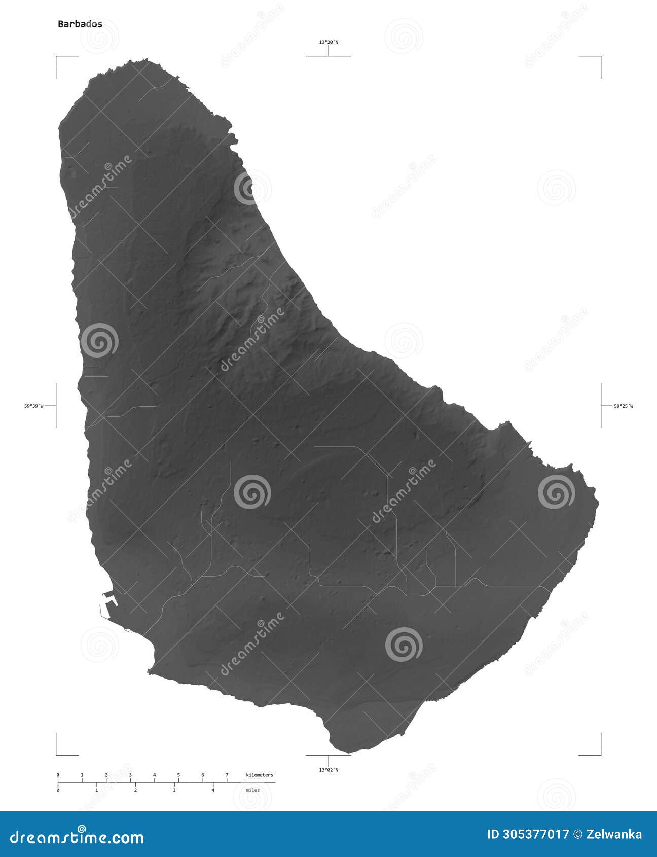 Barbados Shape on White. Grayscale Stock Illustration - Illustration of ...