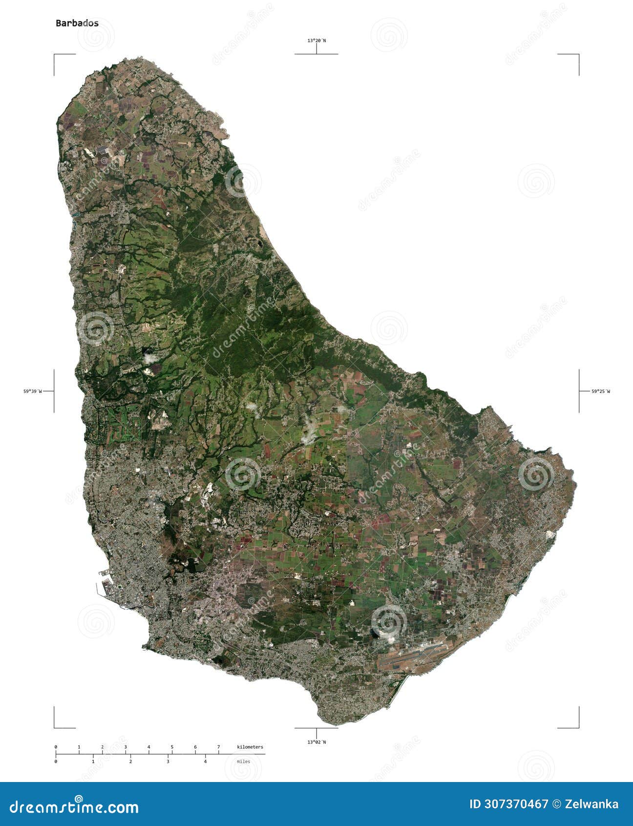 Barbados Shape on White. High-res Satellite Stock Illustration ...