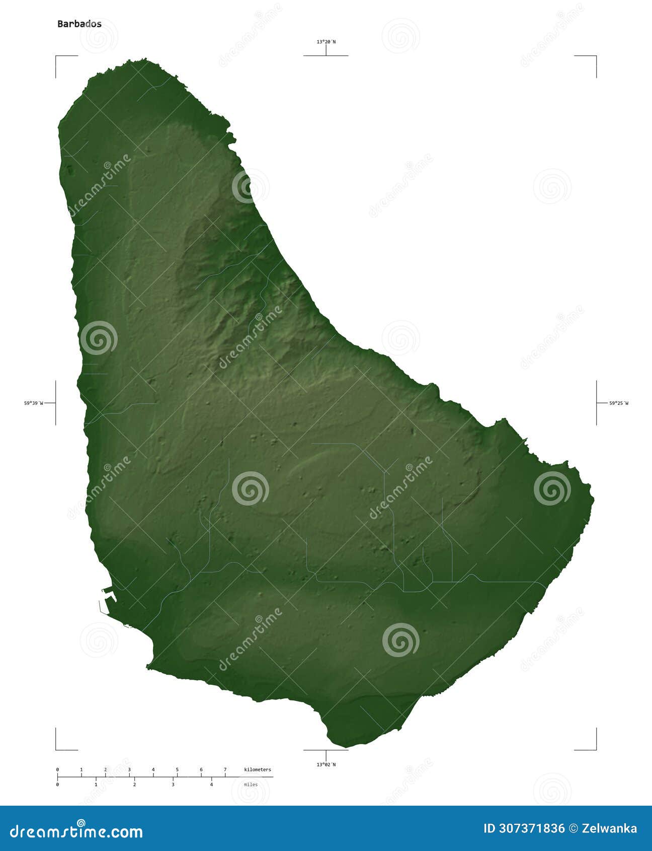 Barbados Shape on White. Pale Stock Illustration - Illustration of country, elevation: 307371836