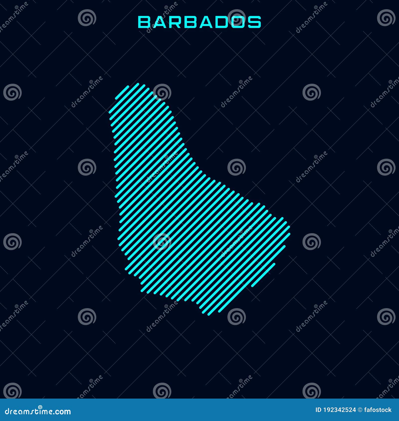 Barbados Striped Map Vector Design Template with Blue Background. Stock ...
