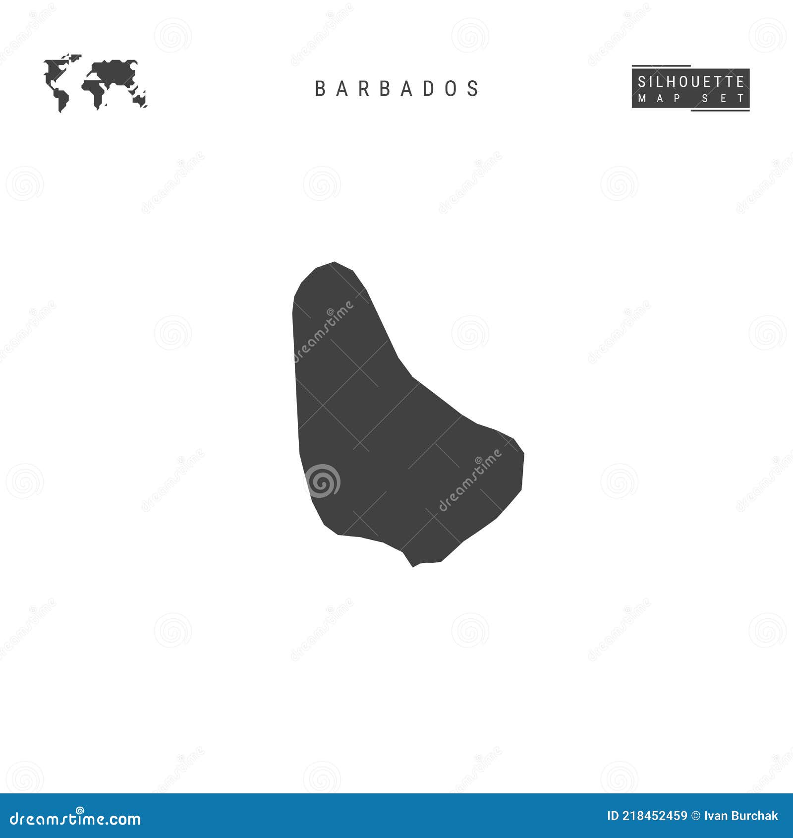 Barbados Vector Map Isolated on White Background. High-Detailed Black ...