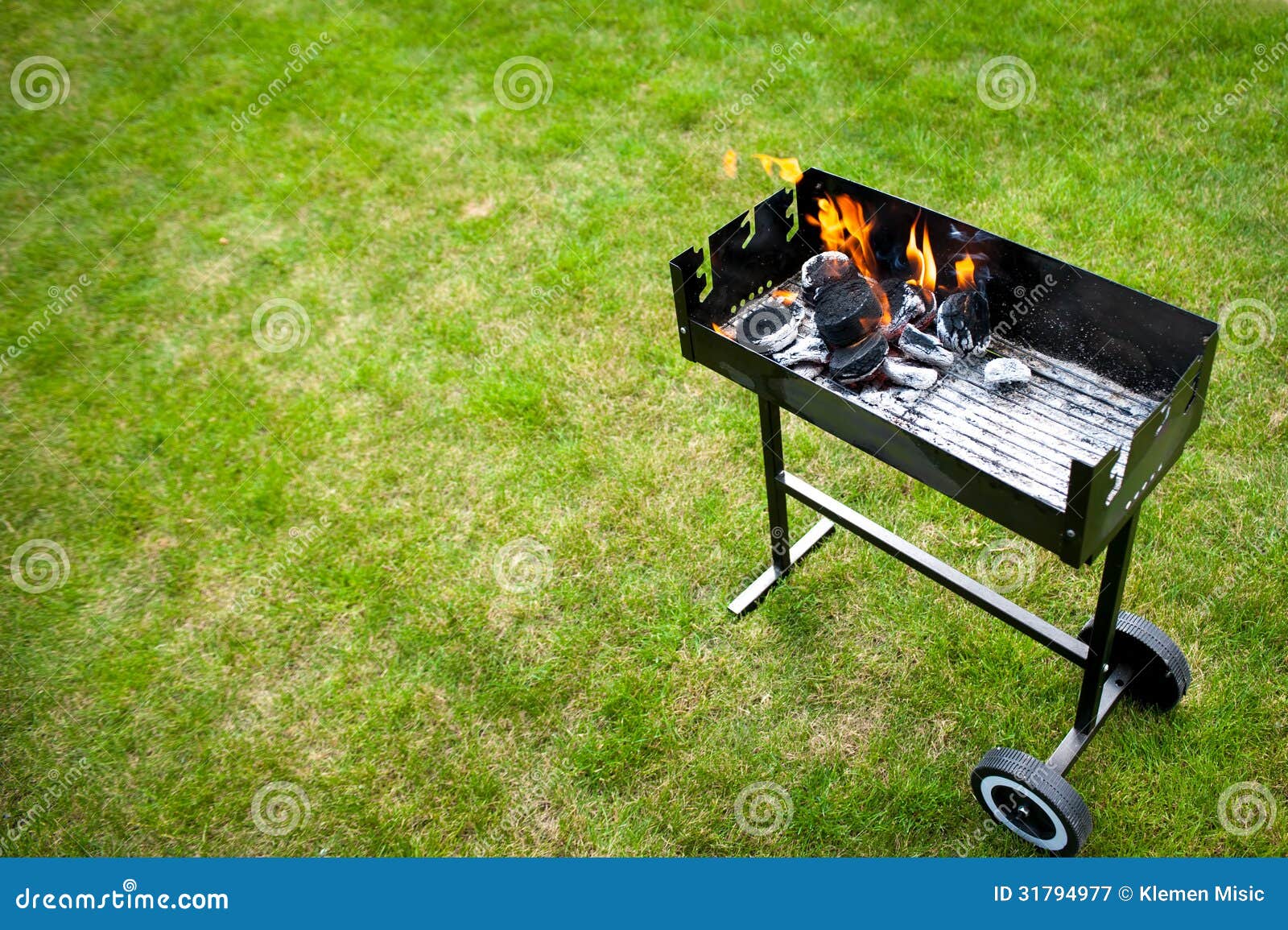 Barbaque in Der Vorbereitung, Mit Feuer Stockbild - Bild von gras ...