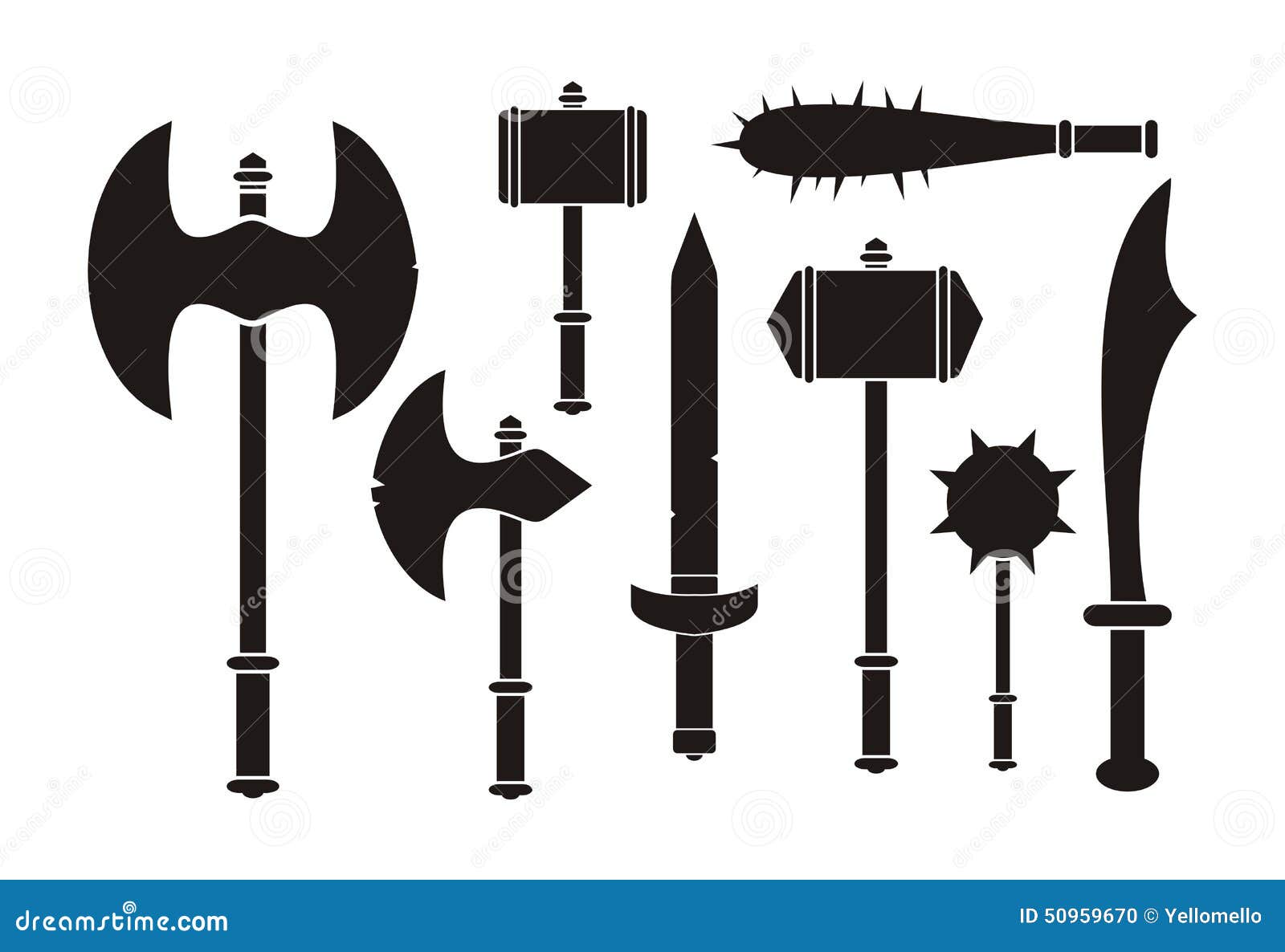 Barbarian Weapon - Silhouette Vector Illustration | CartoonDealer.com ...