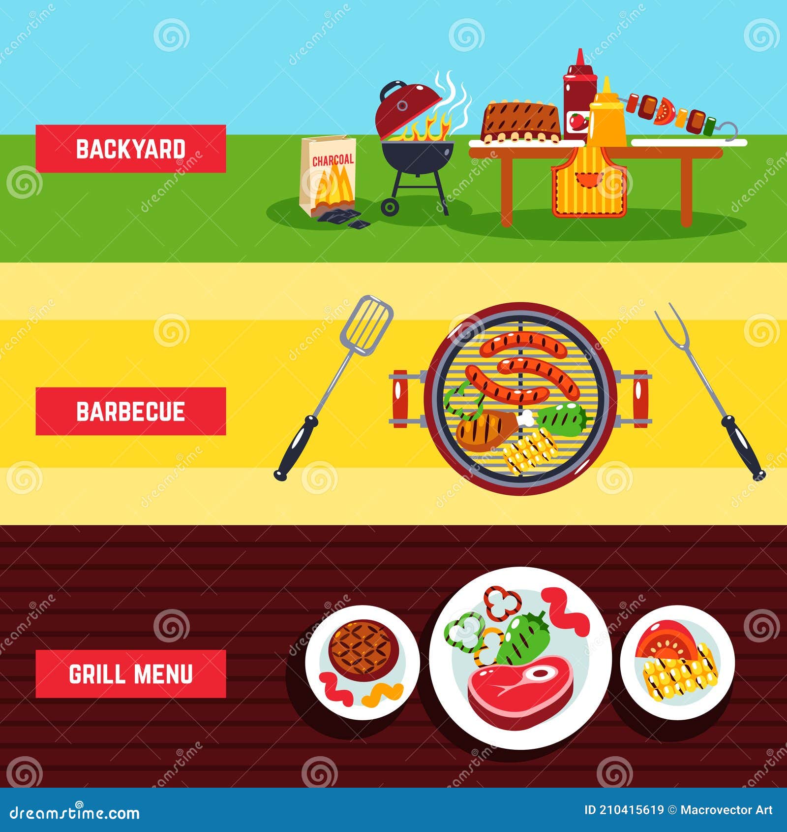 Barbecue Banner Set stock vector. Illustration of bookmark - 210415619