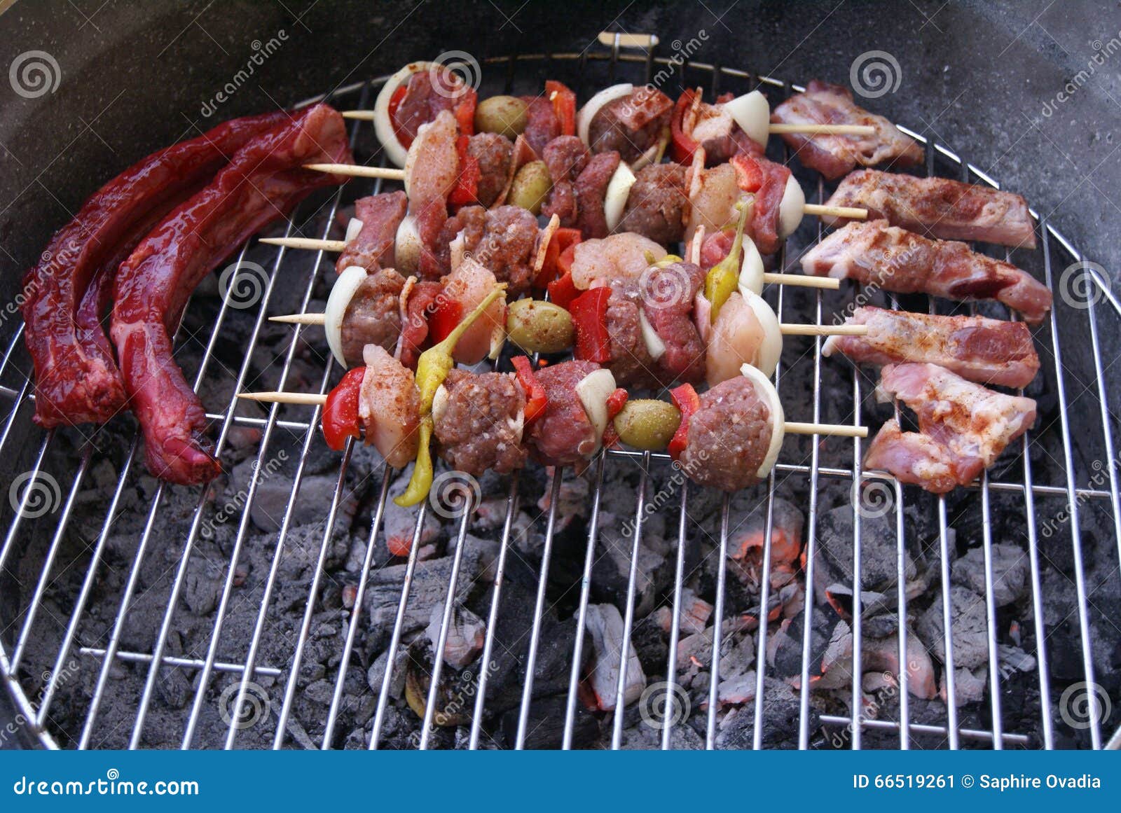 Barbecue. BBQ. Mixed Meat and Vegetables Barbecue Stock Image - Image ...