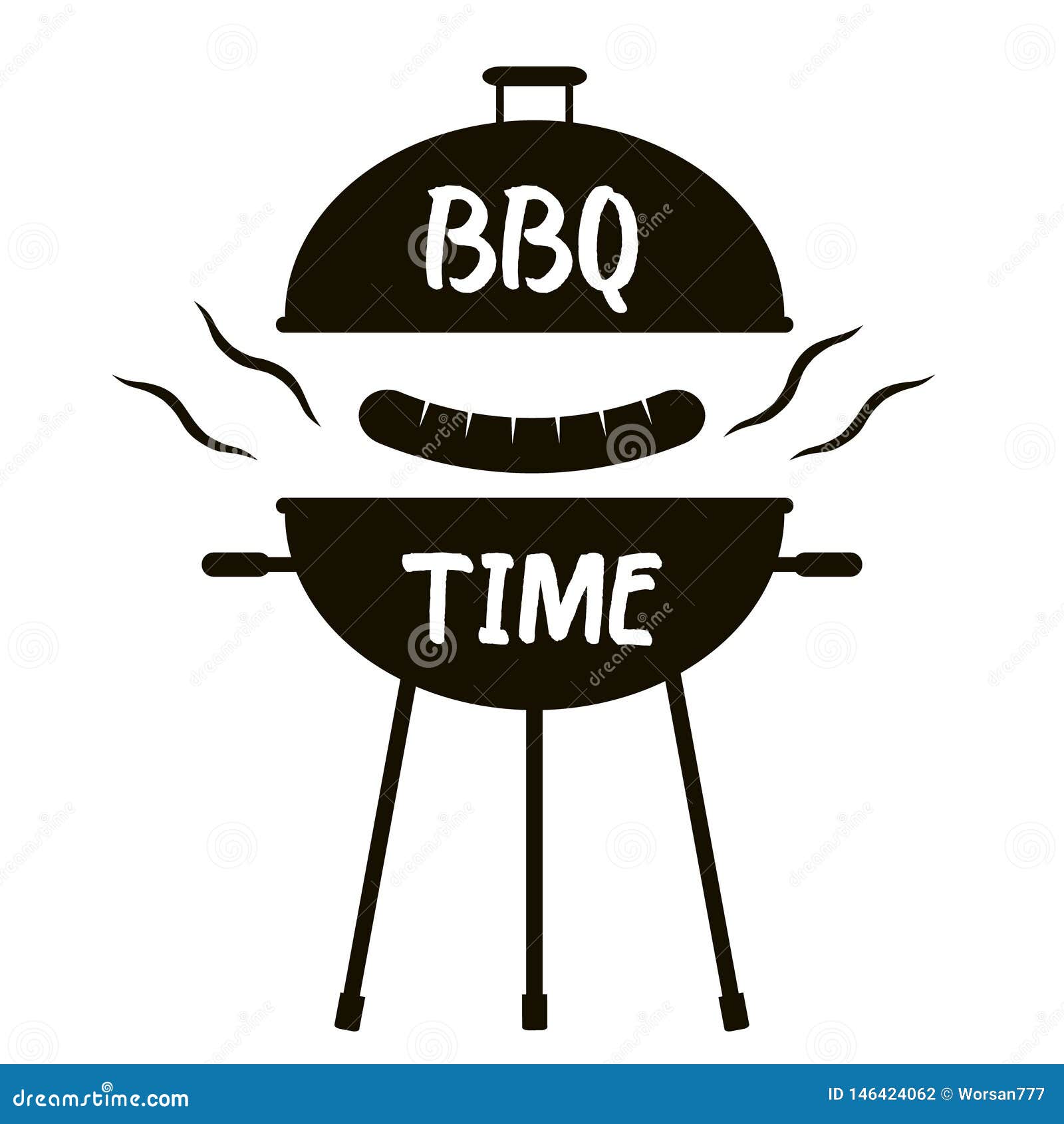BBQ Time, Grill Party. Grilled Meat On A Summer Barbecue. Cartoon ...