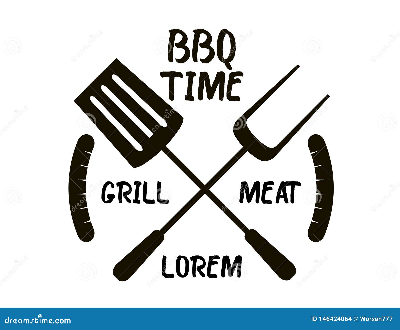 BBQ Time, Grill Party. Grilled Meat On A Summer Barbecue. Cartoon ...