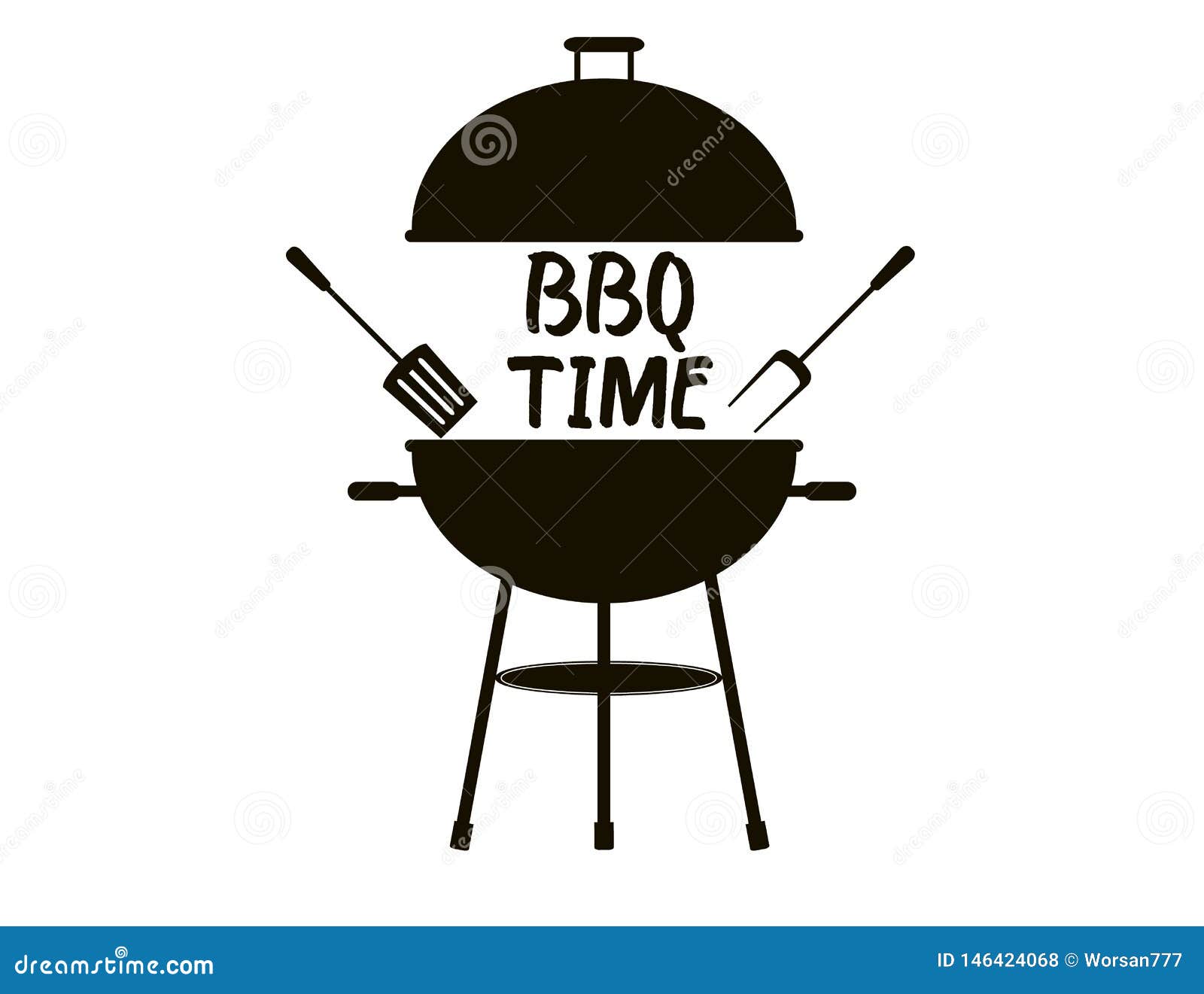 BBQ Time, Grill Party. Grilled Meat On A Summer Barbecue. Cartoon ...