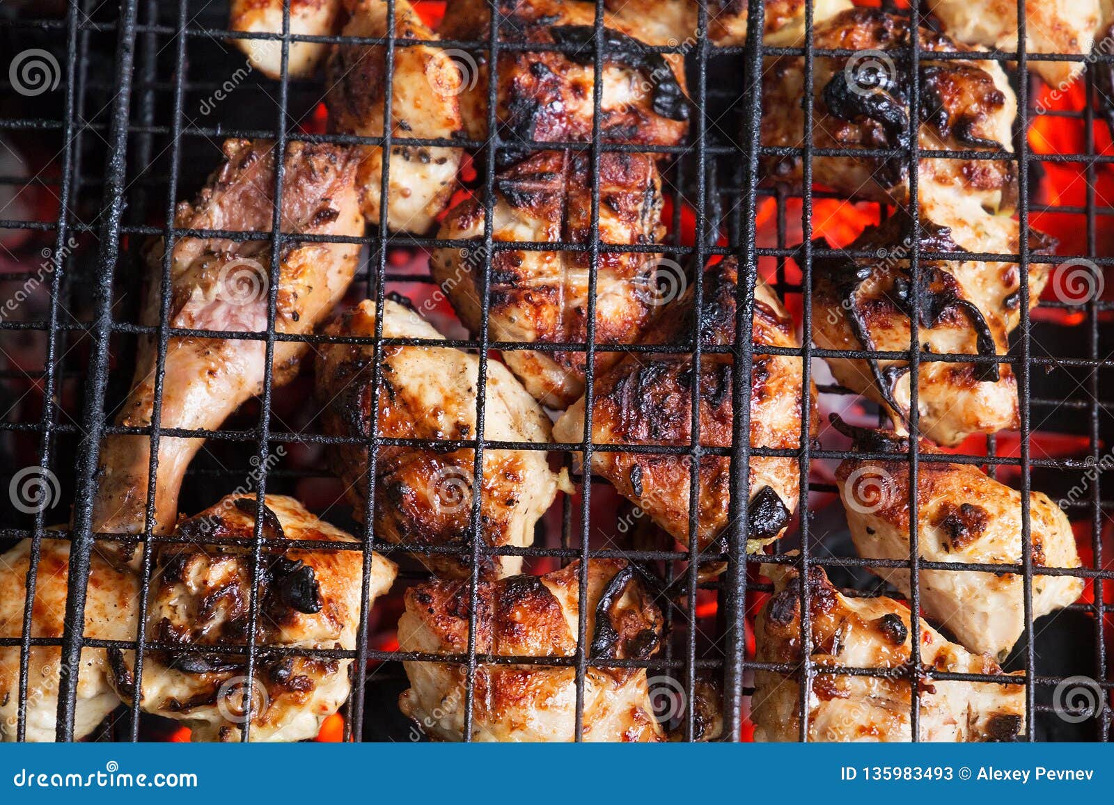 Barbecue from Chicken Meat. Stock Image - Image of kebab, closeup ...