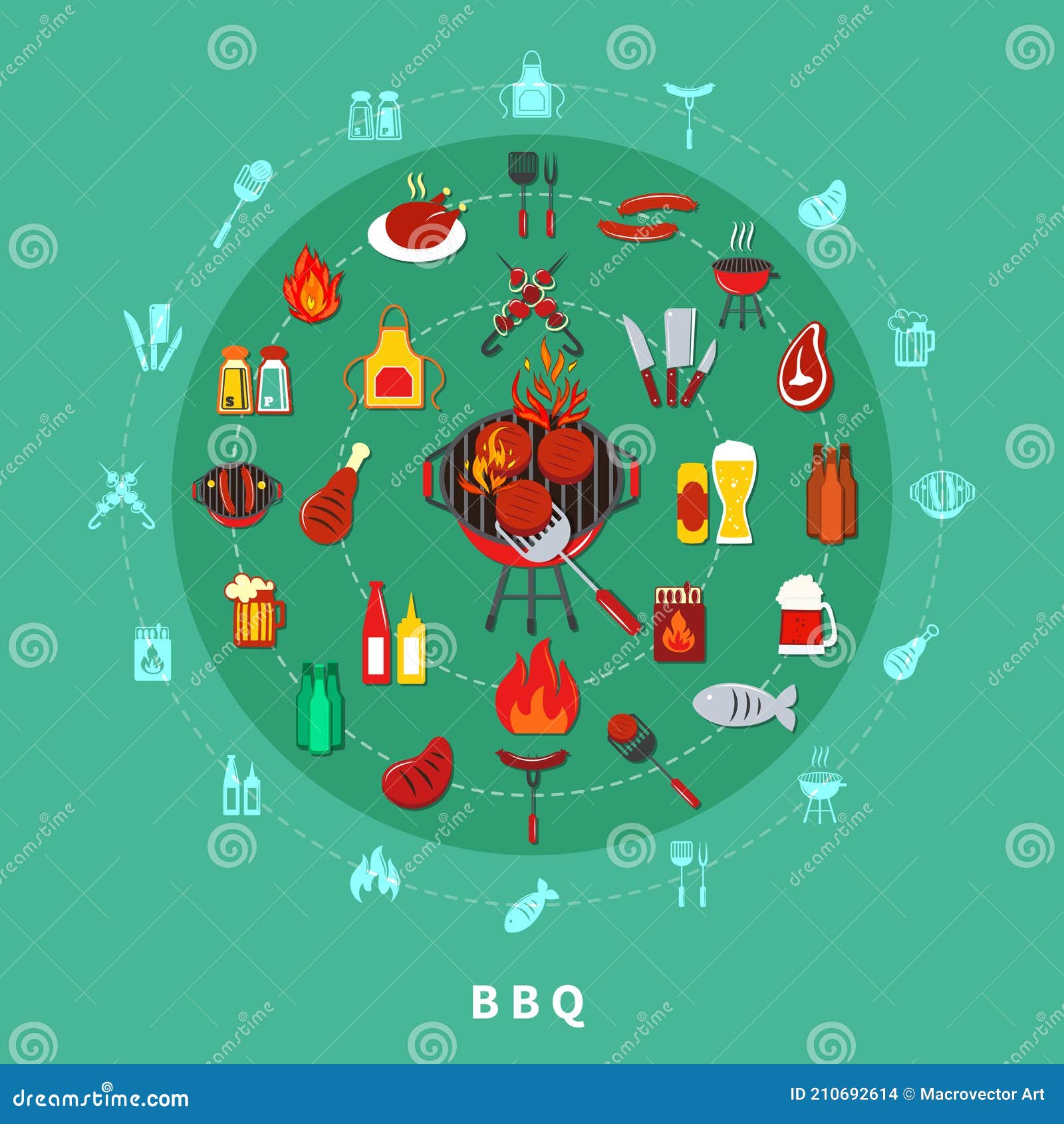 Barbecue Circle Composition Stock Vector - Illustration of fresh, beef ...