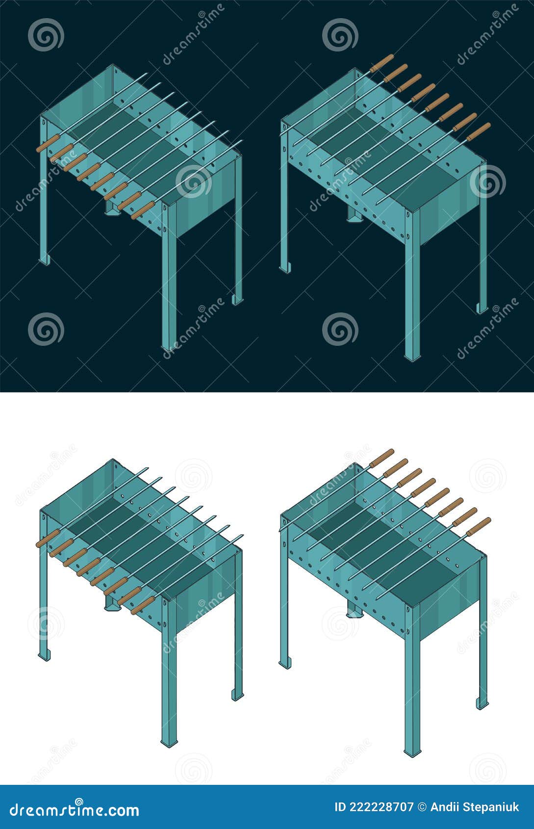 Barbecue Color Isometric Drawings Stock Vector - Illustration of ...