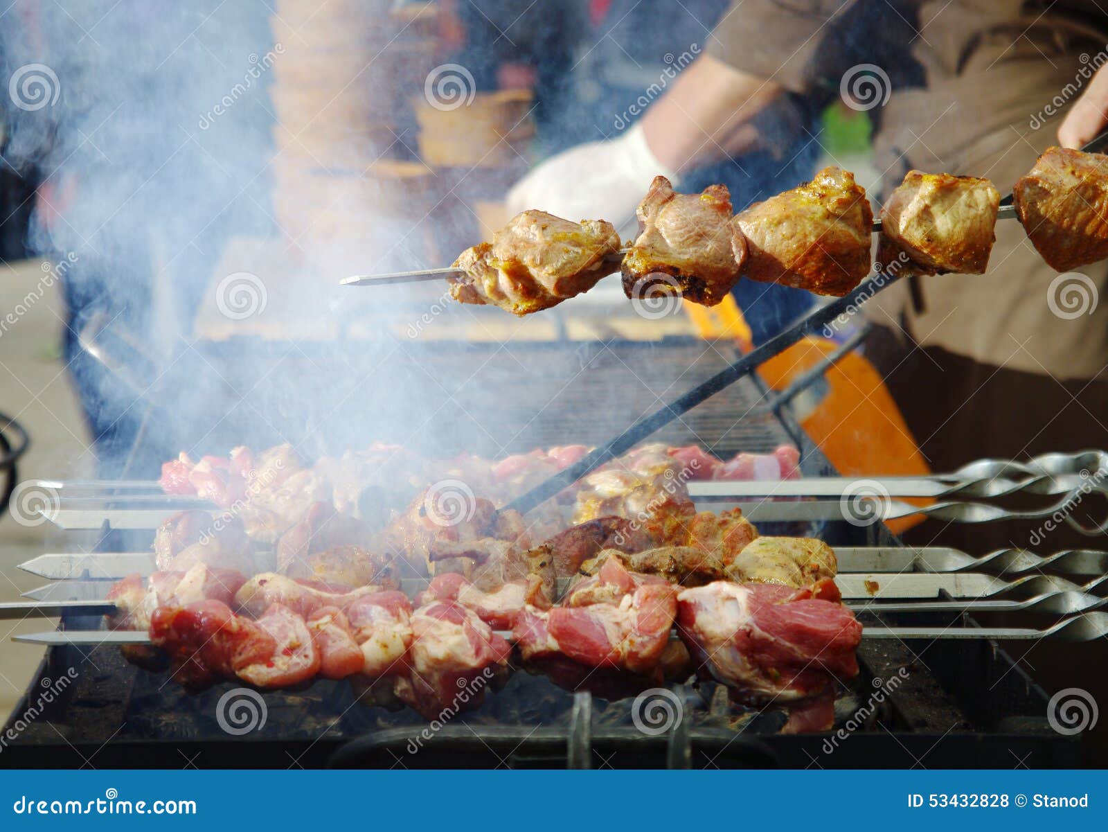 Barbecue cooked on fire stock photo. Image of chef, barbecue - 53432828