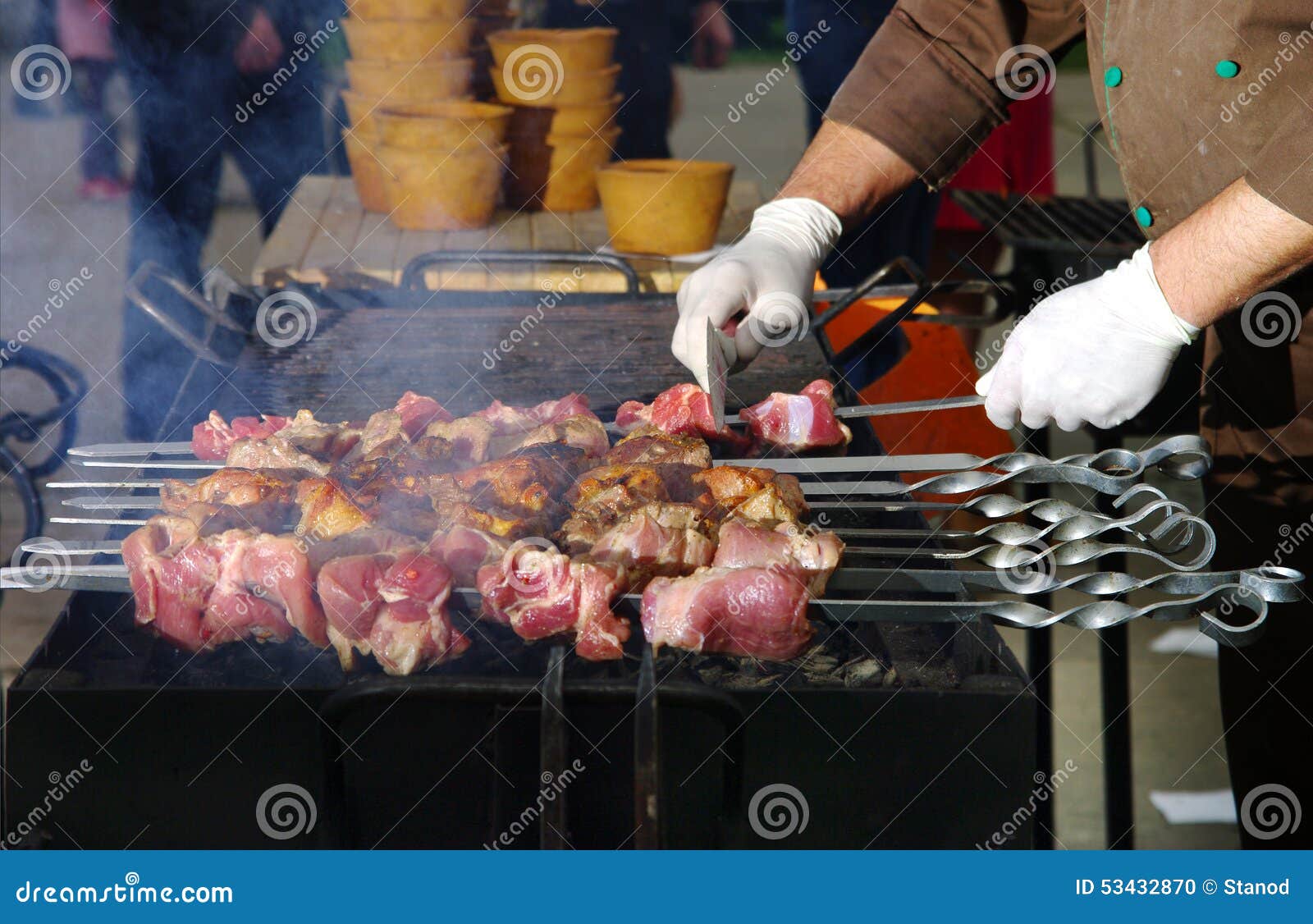 Barbecue cooked on fire stock photo. Image of cooking - 53432870