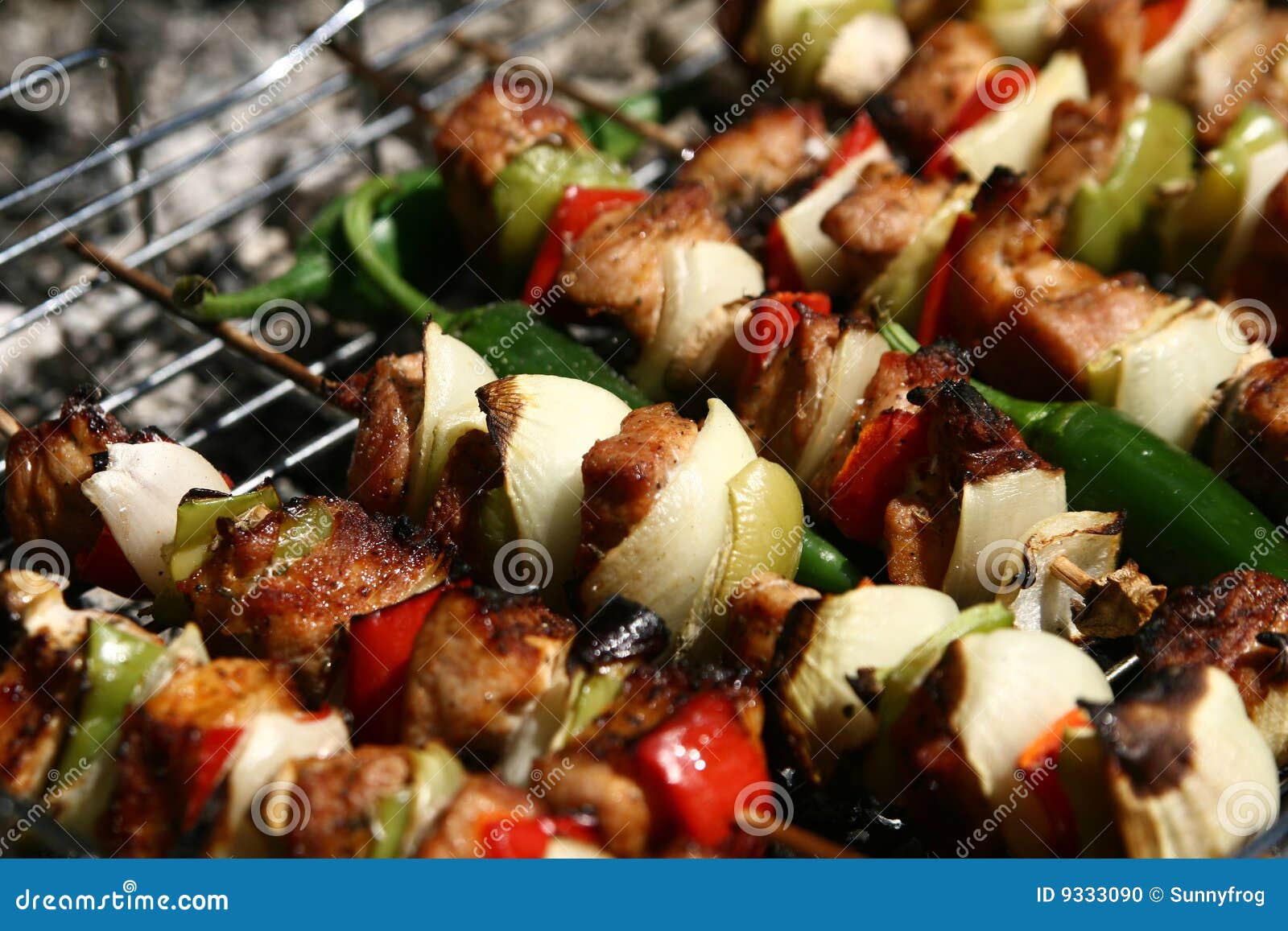 Barbecue with Delicious Grilled Meat Stock Photo - Image of onion ...