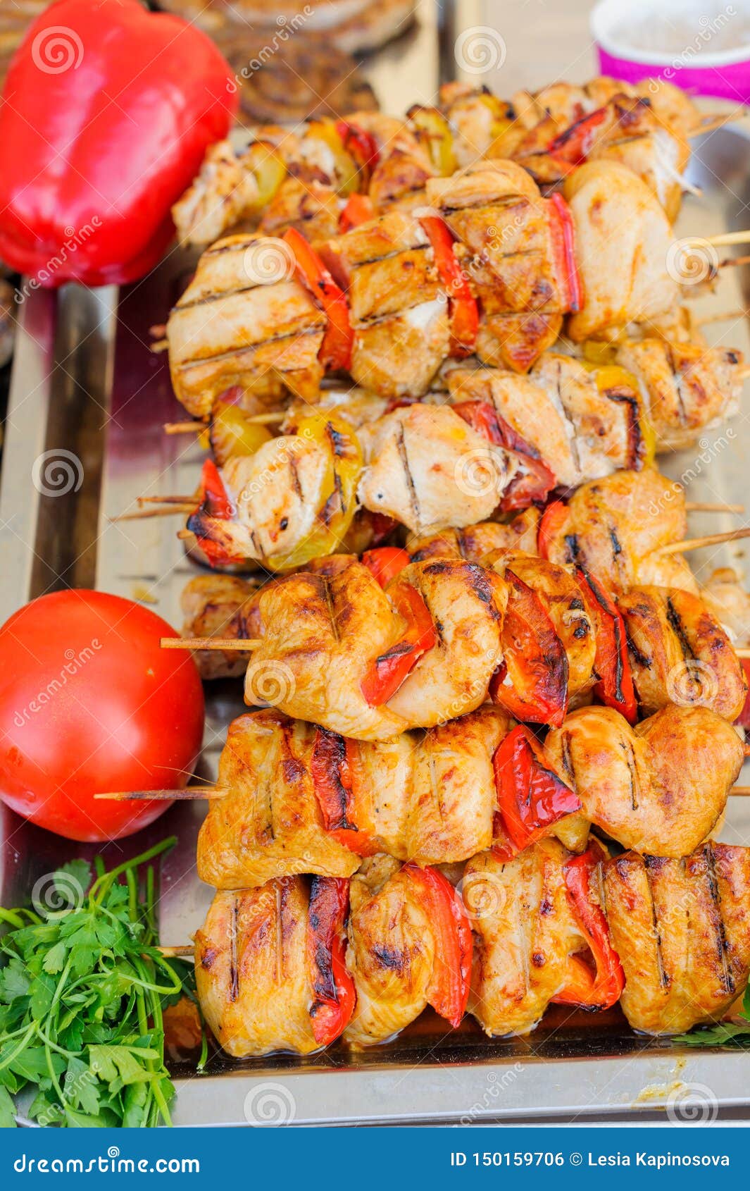 Barbecue with Delicious Grilled Meat Stock Photo - Image of cuisine ...