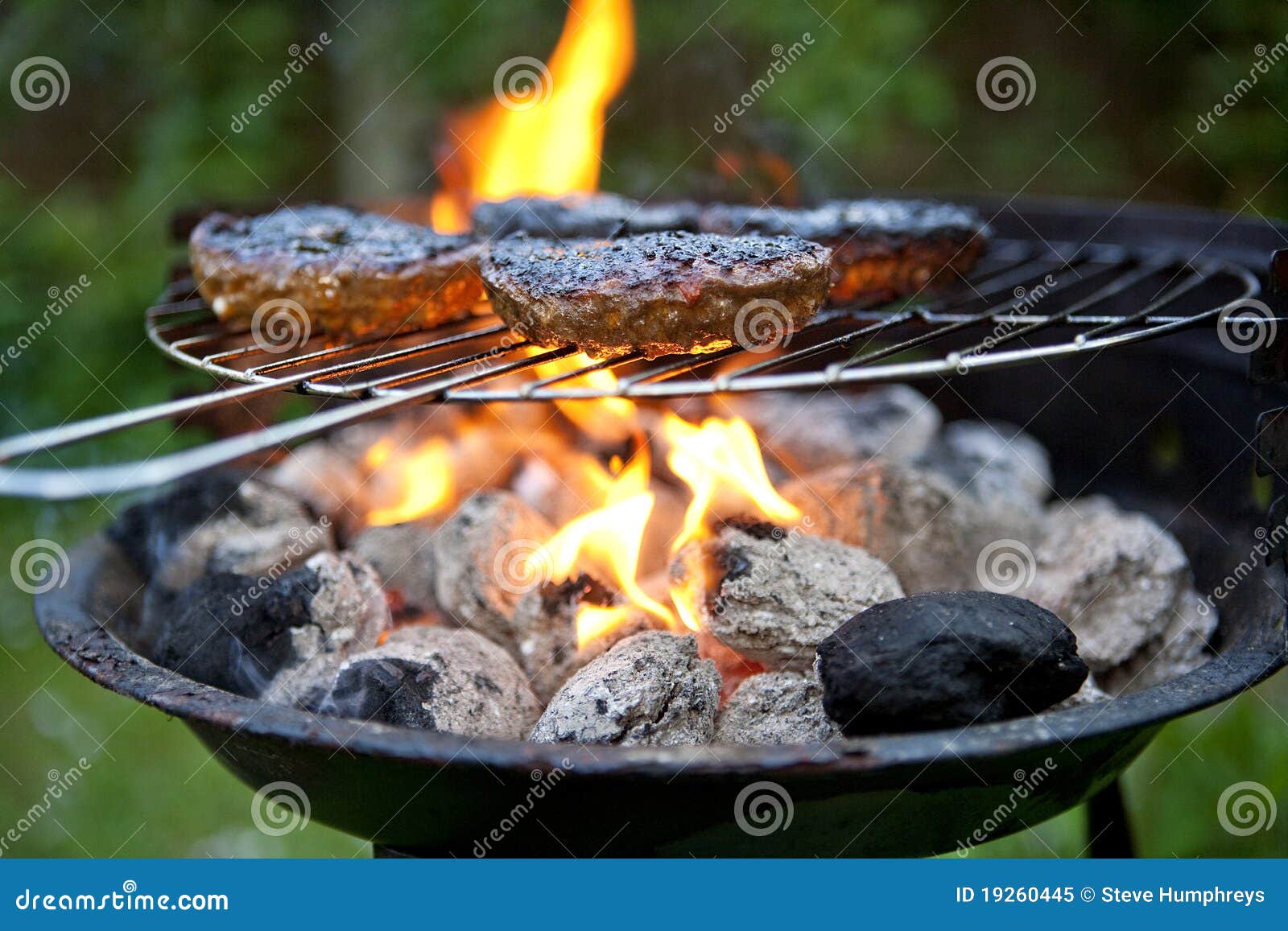 Barbecue die Burgers kookt stock afbeelding. Image of brandwond - 19260445
