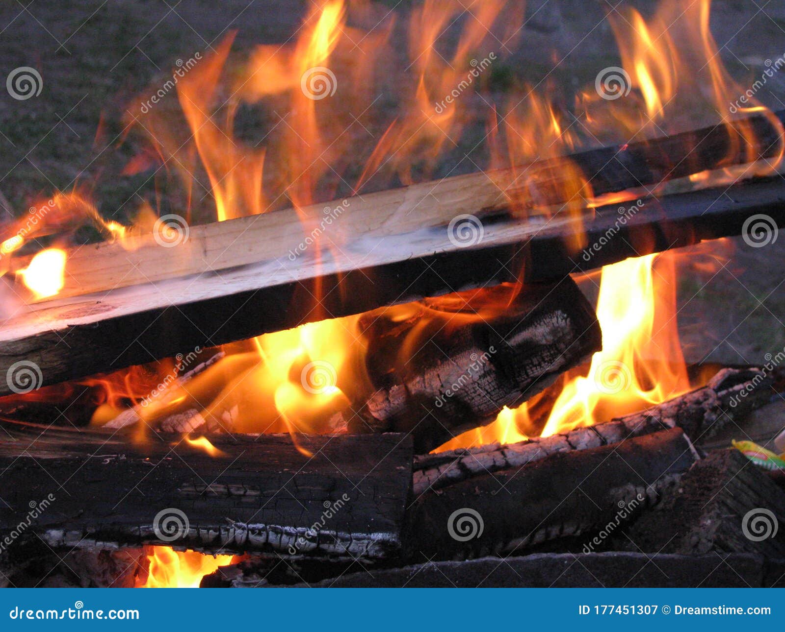 Barbecue on Fire. Bright Fire on Wood 2 Stock Image - Image of small ...
