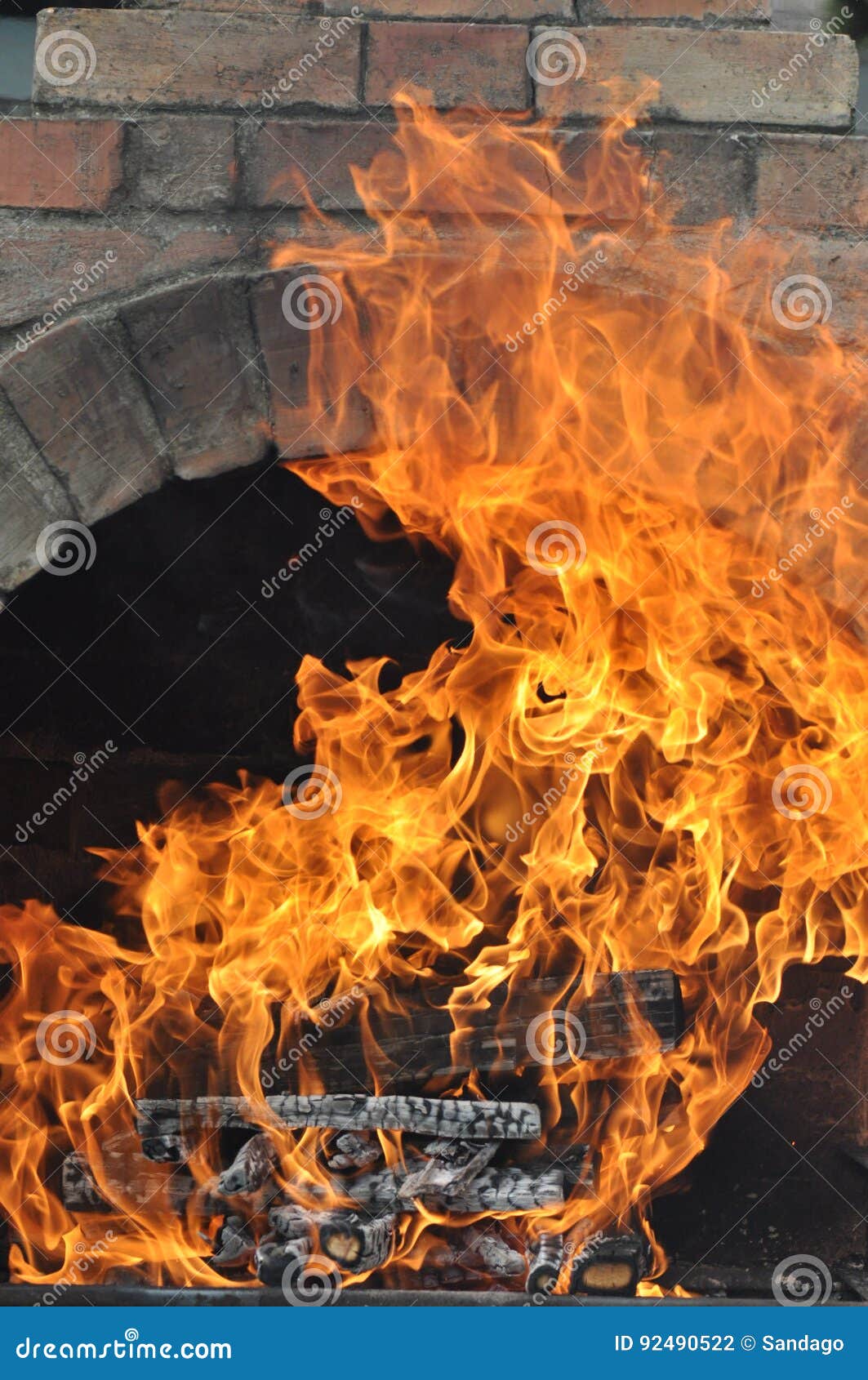 Barbecue with fire stock photo. Image of fried, barbaque - 92490522