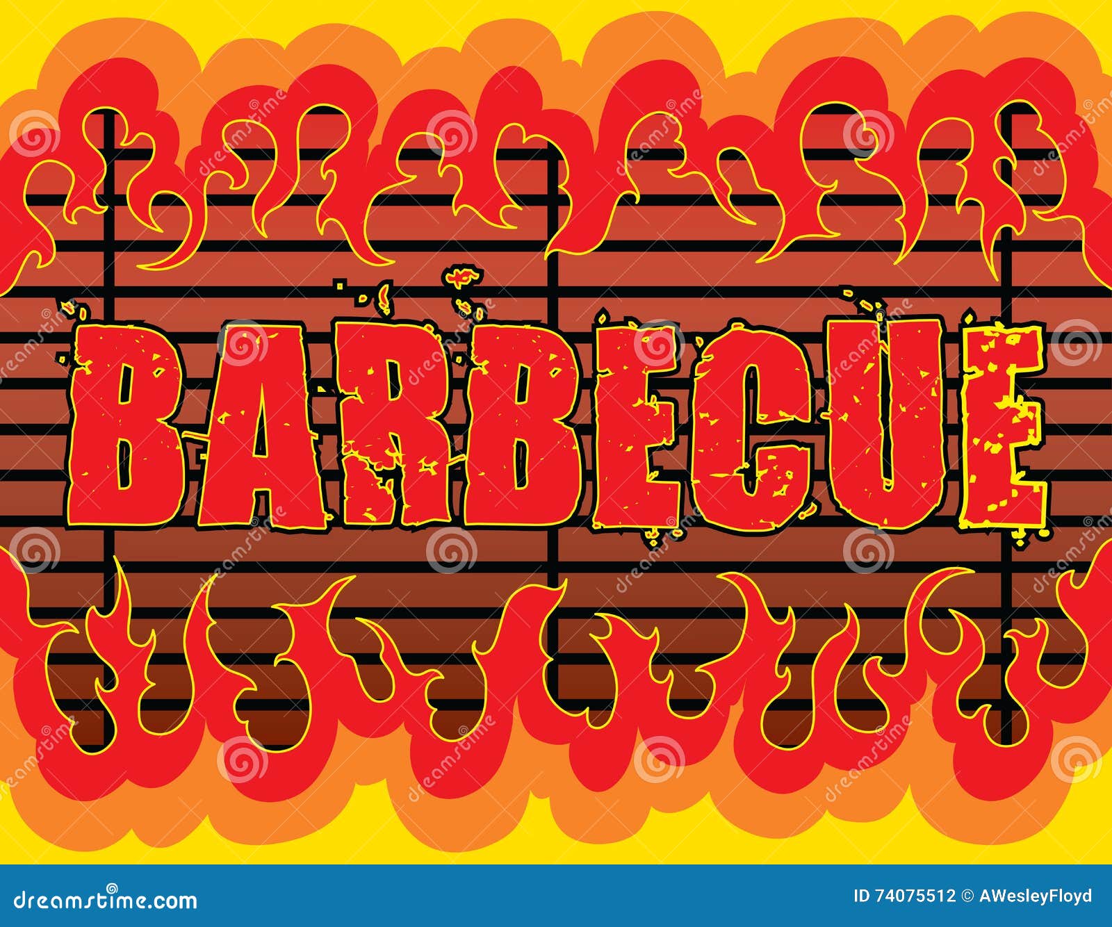Barbecue with Flames stock vector. Illustration of outdoor - 74075512