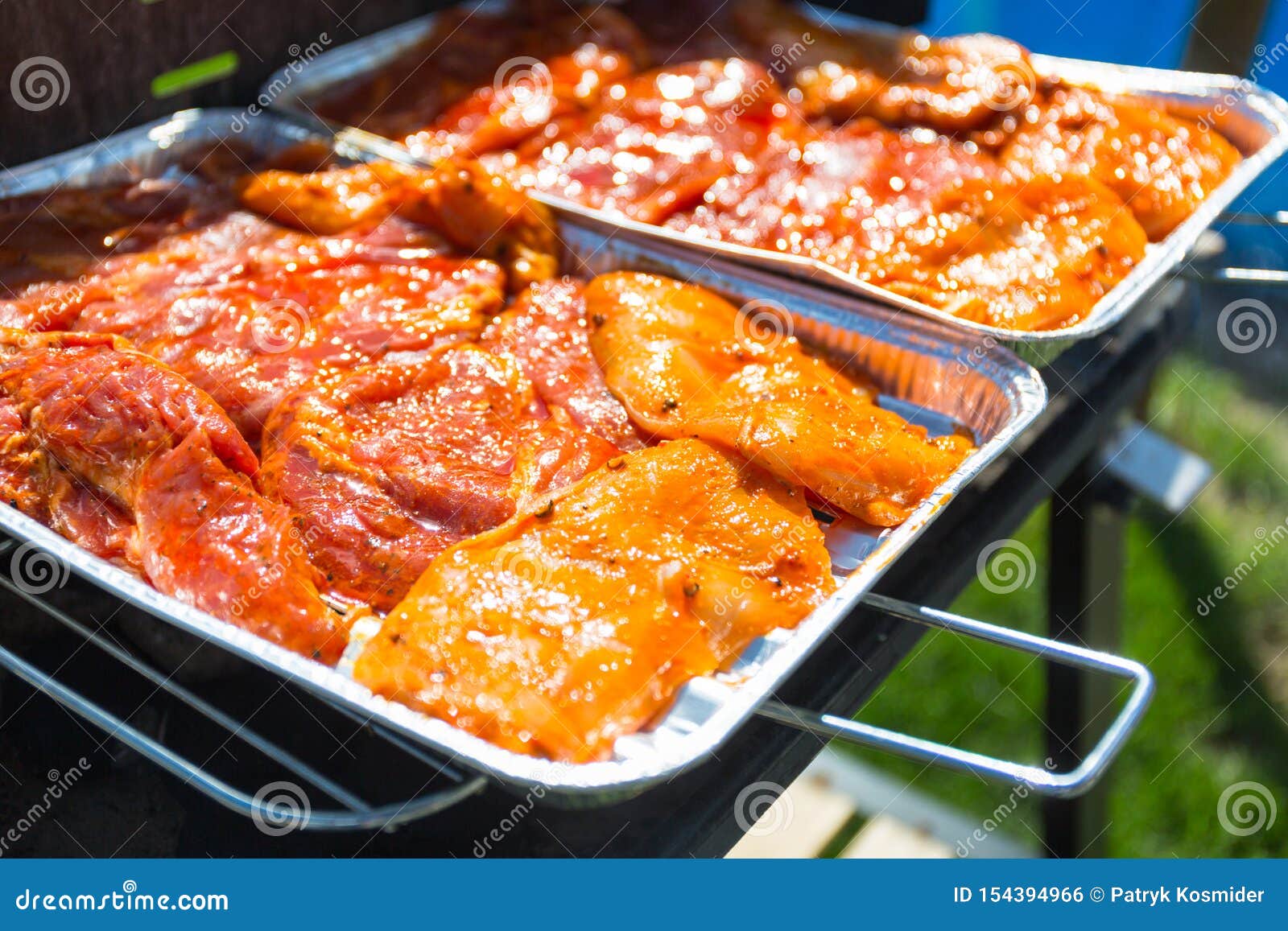 Barbecue Garden Grill with Selection of Fresh Meat Stock Photo - Image ...
