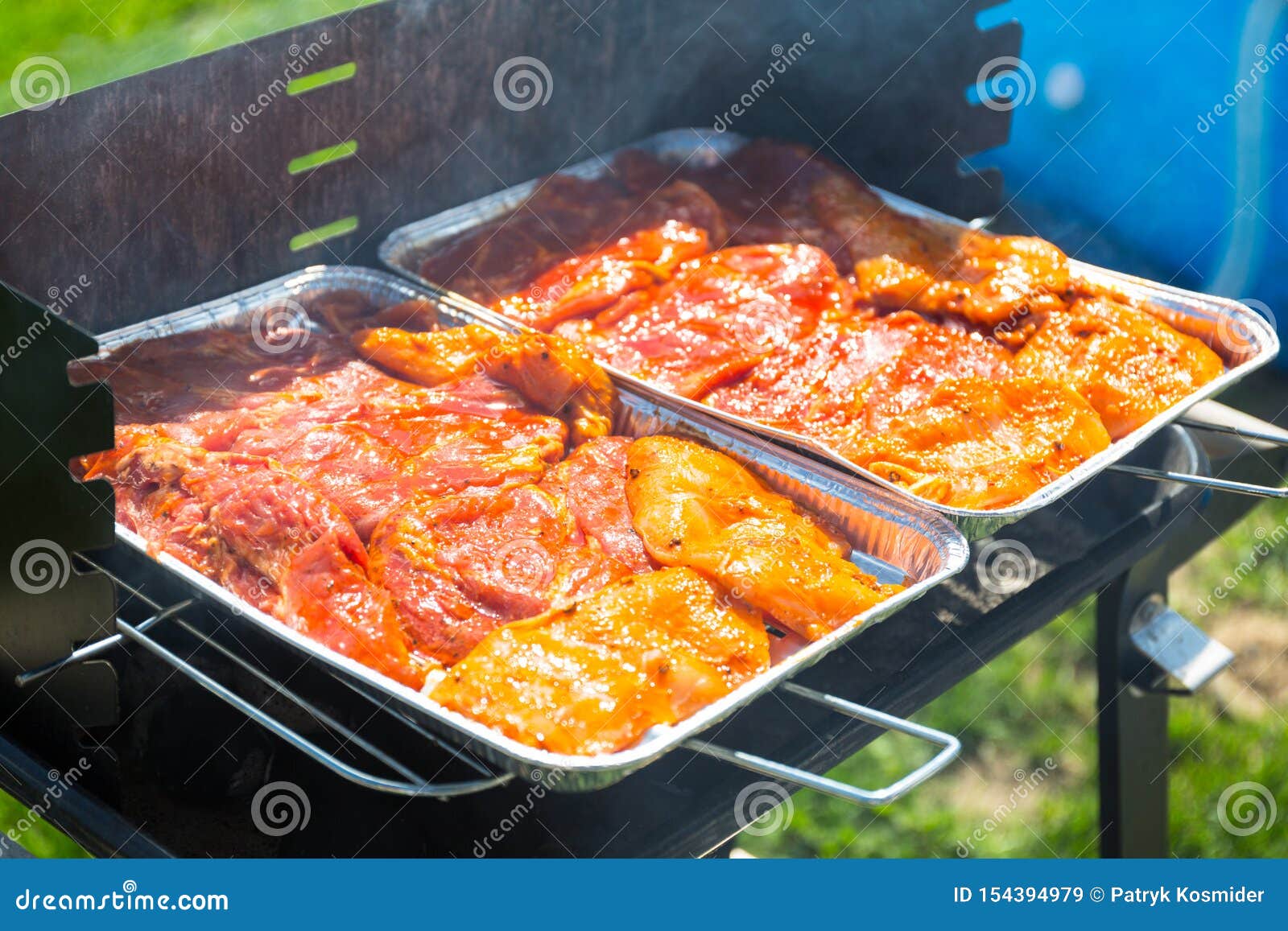Barbecue Garden Grill with Selection of Fresh Meat Stock Image - Image ...