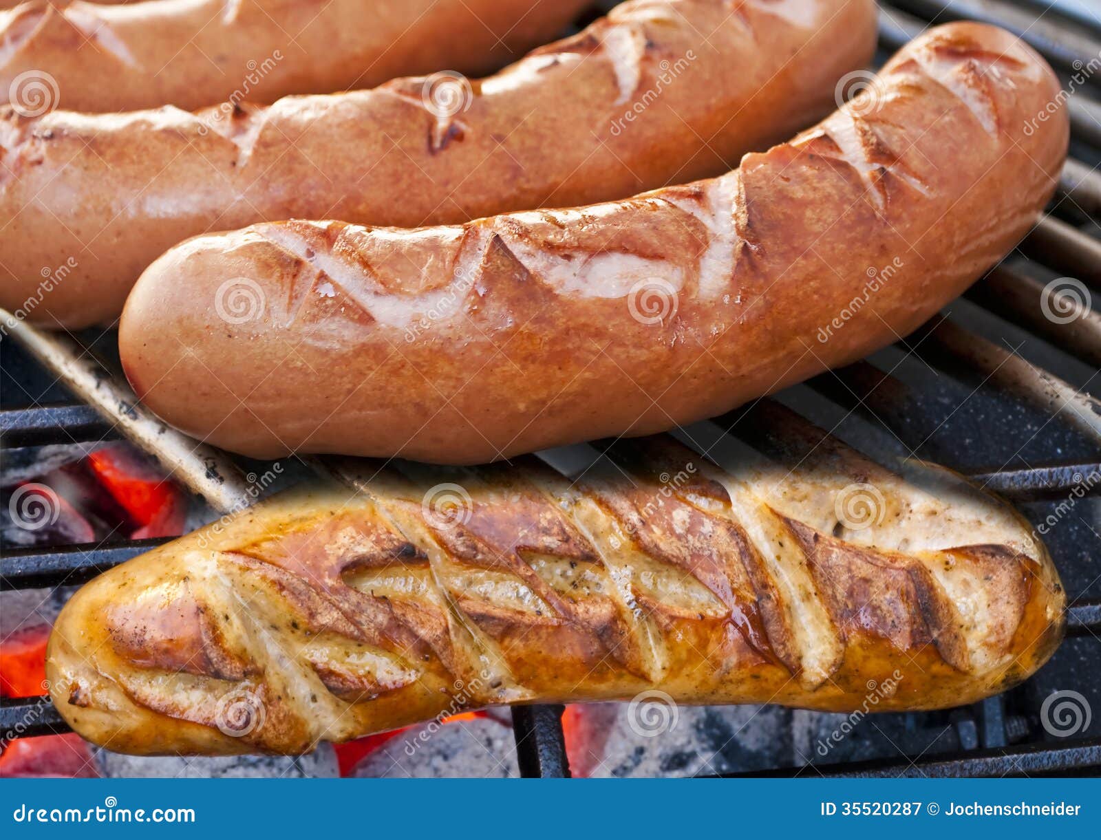 Barbecue with German Bratwurst Stock Image - Image of natural, sausage ...