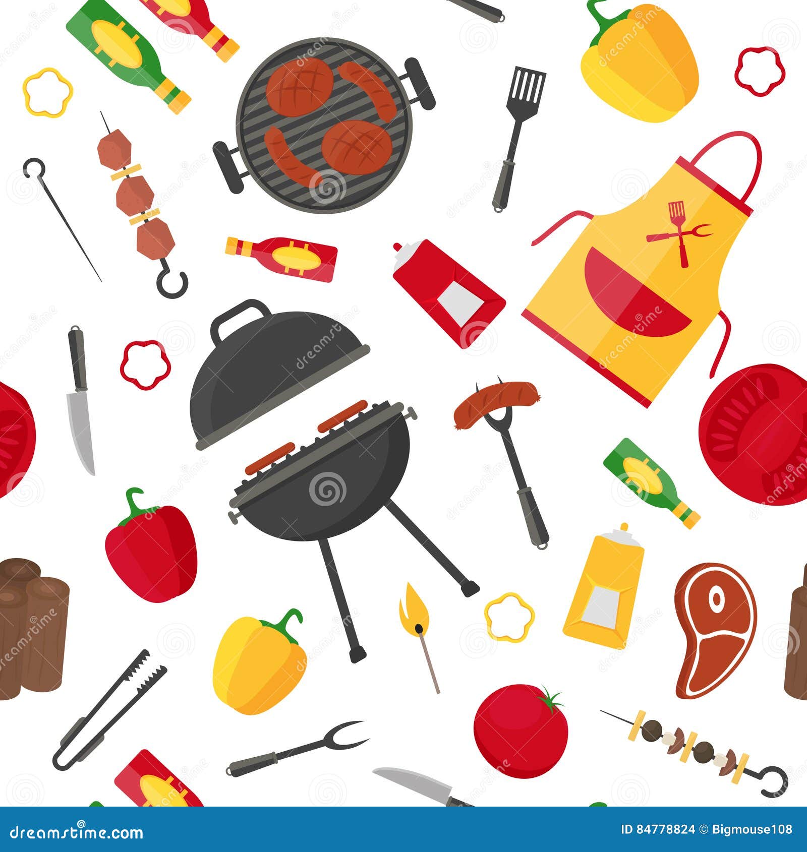 Barbecue and Grill Background Pattern. Vector Stock Vector ...