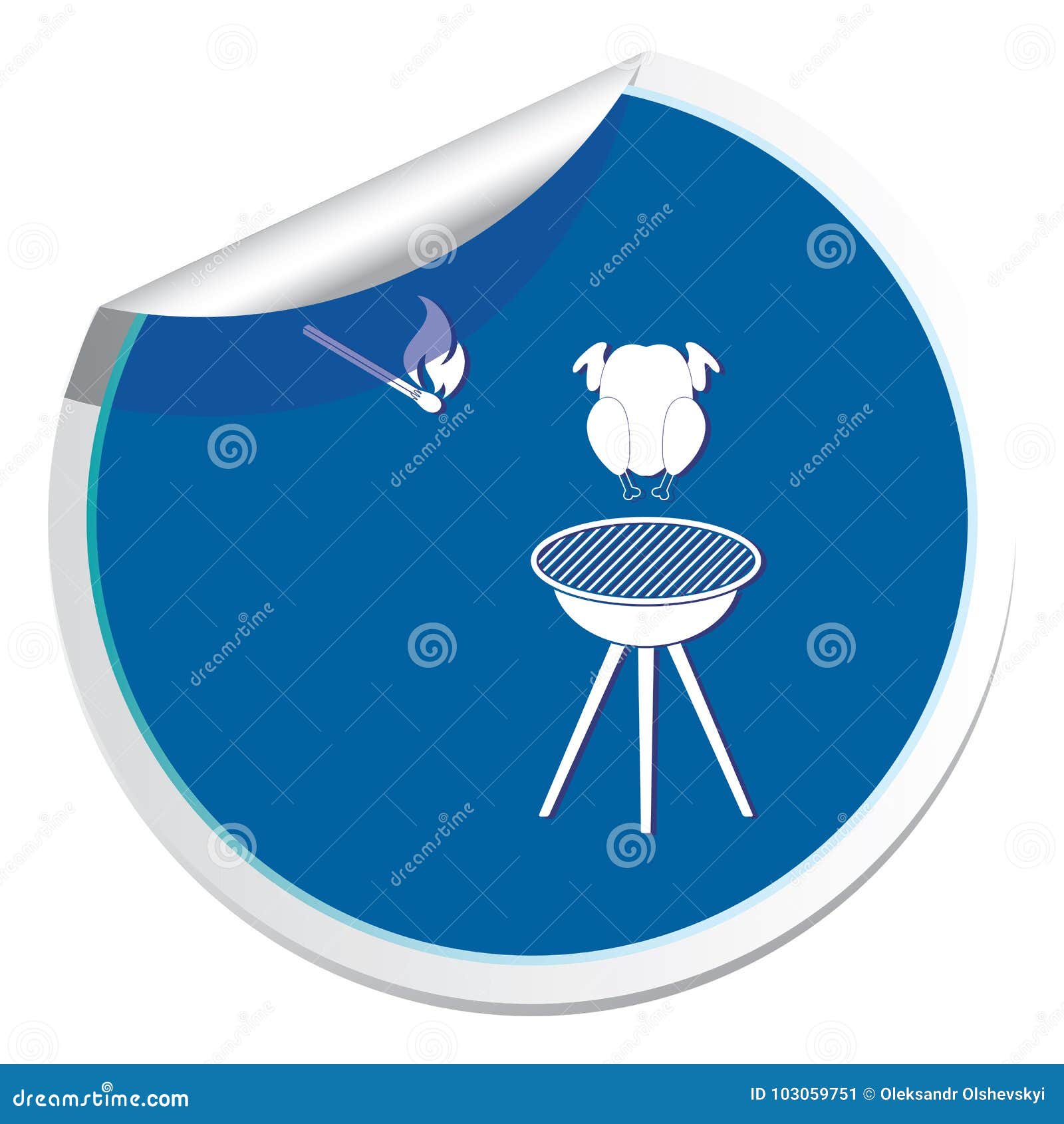 Barbecue Grill with Chicken Icon Stock Vector - Illustration of ...