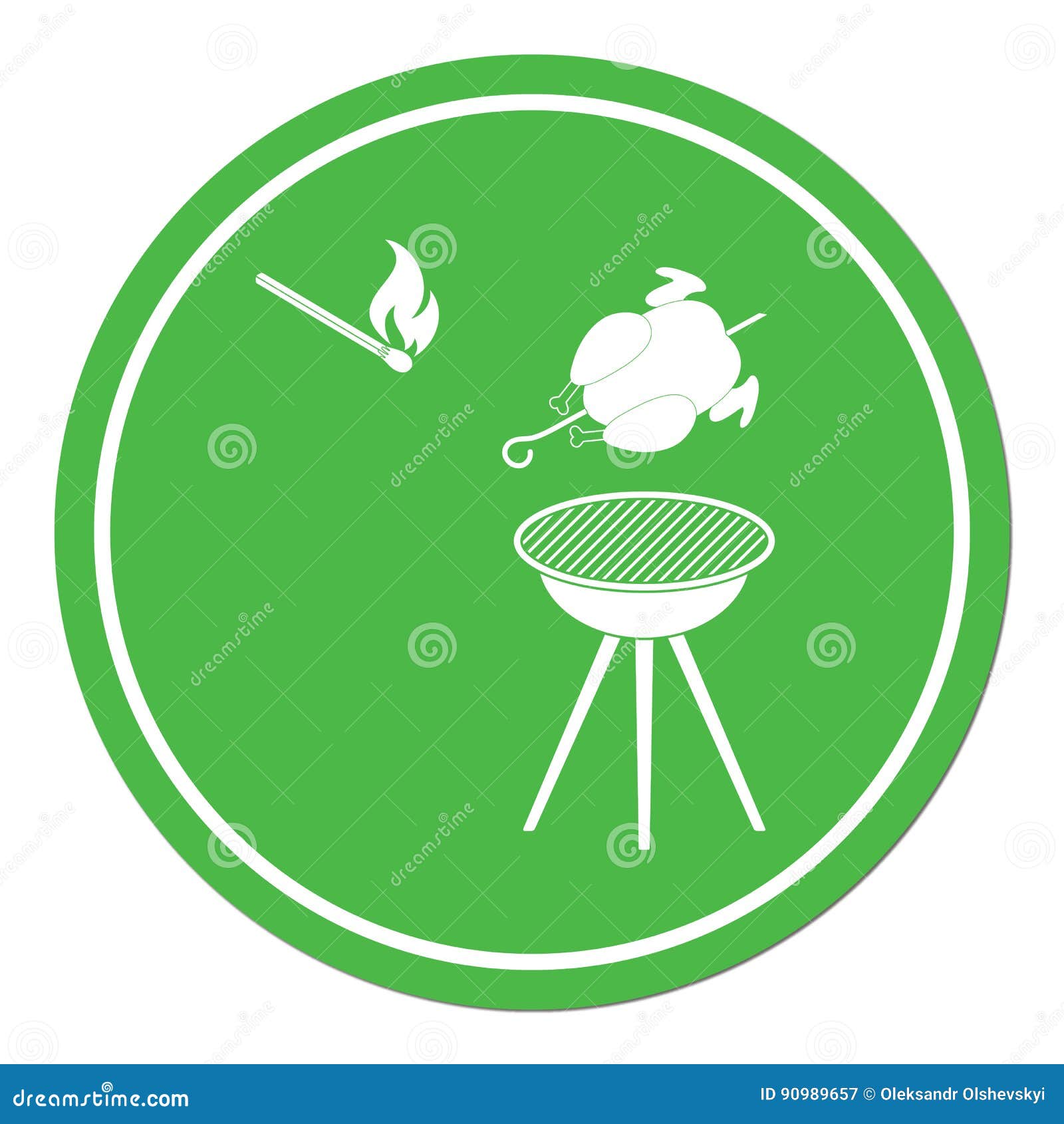 Barbecue Grill with Chicken Icon Stock Vector - Illustration of chafing ...