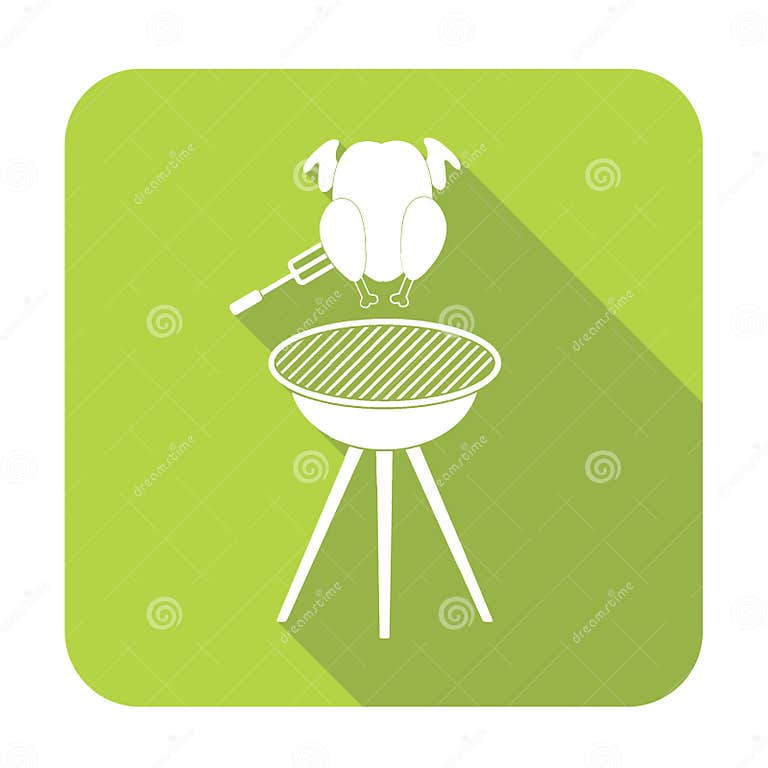 Barbecue Grill with Chicken Icon Stock Vector - Illustration of object ...