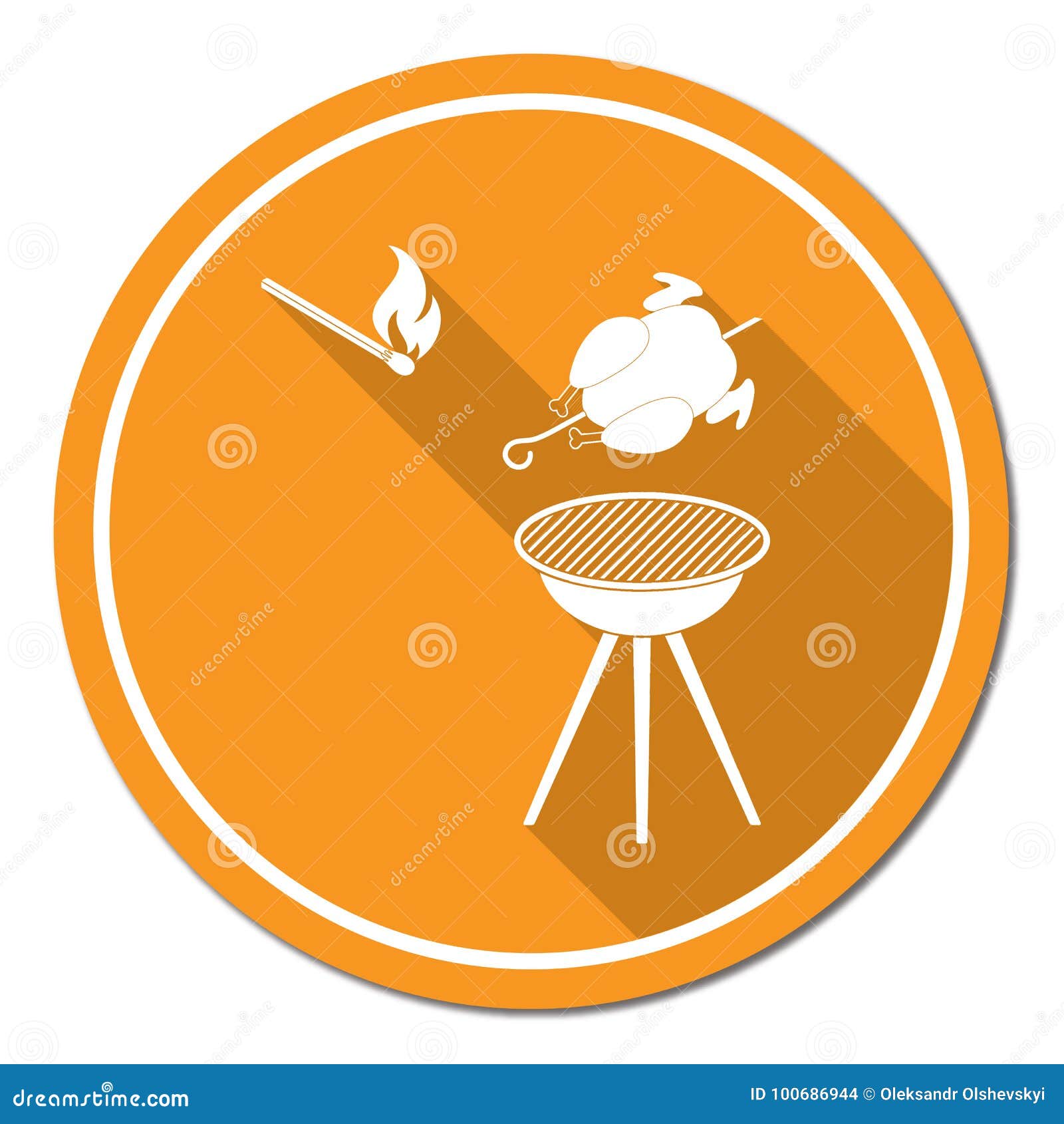 Grilled chicken icon stock vector. Illustration of barbecue - 100686944