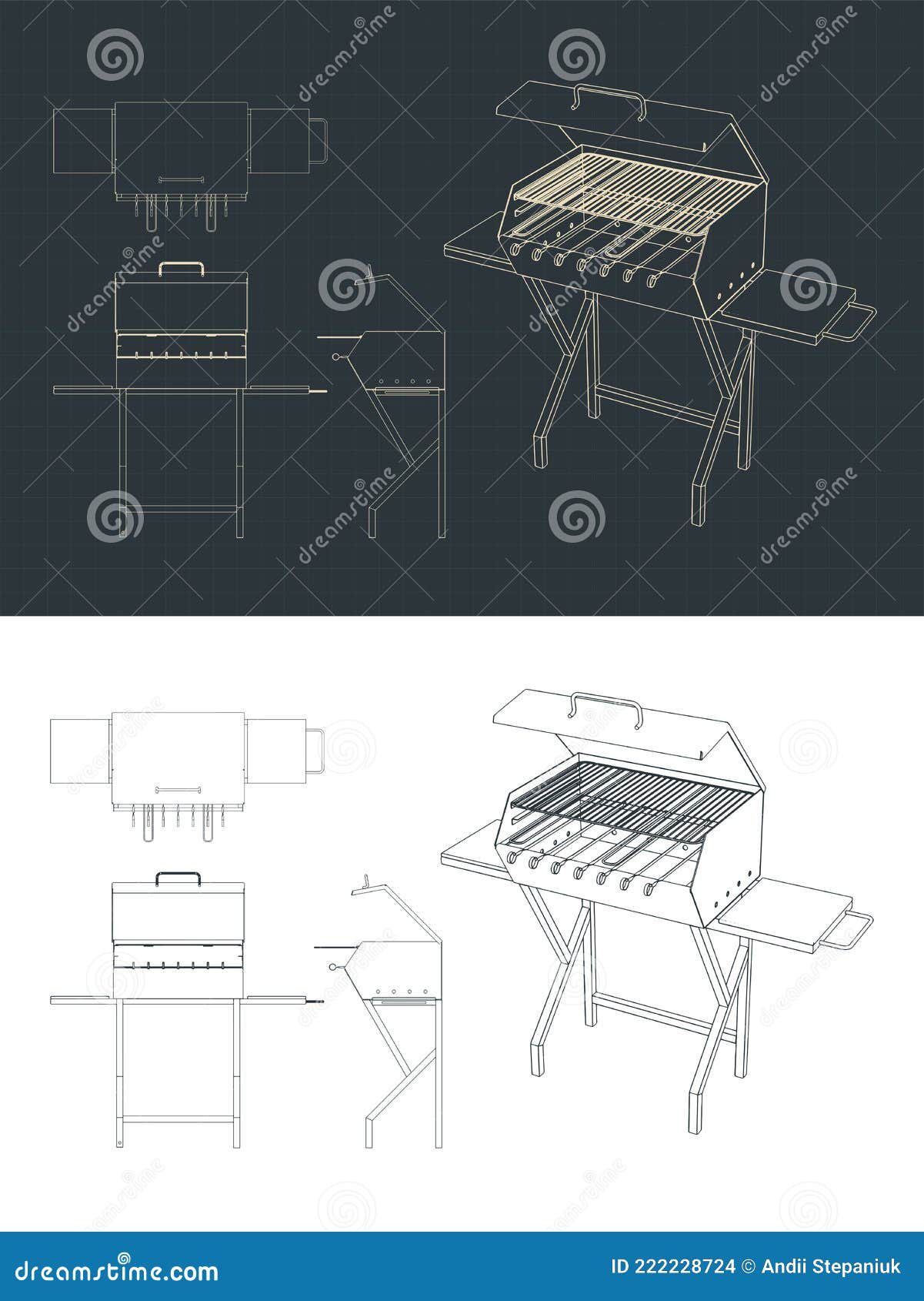 Barbecue grill drawings stock vector. Illustration of barbeque - 222228724