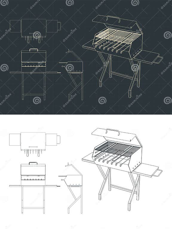 Barbecue grill drawings stock vector. Illustration of barbeque - 222228724