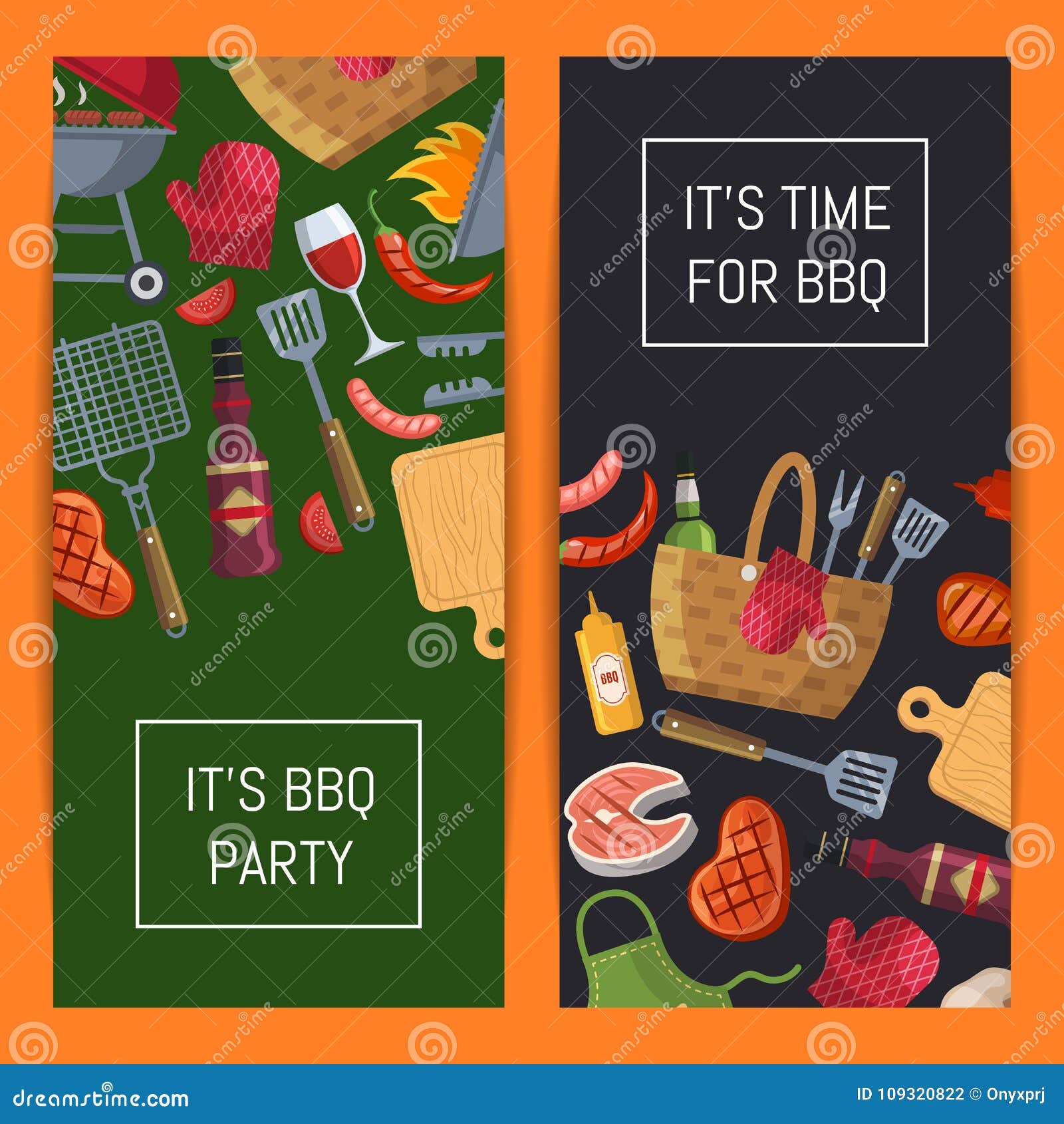 Barbecue or Grill Elements Banner Templates Stock Vector - Illustration ...