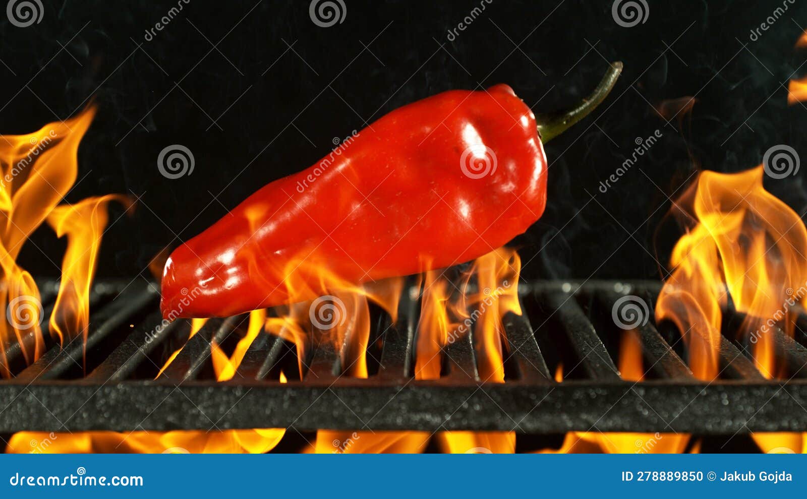 Barbecue Grill with Falling Red Pepper Stock Photo - Image of fresh ...
