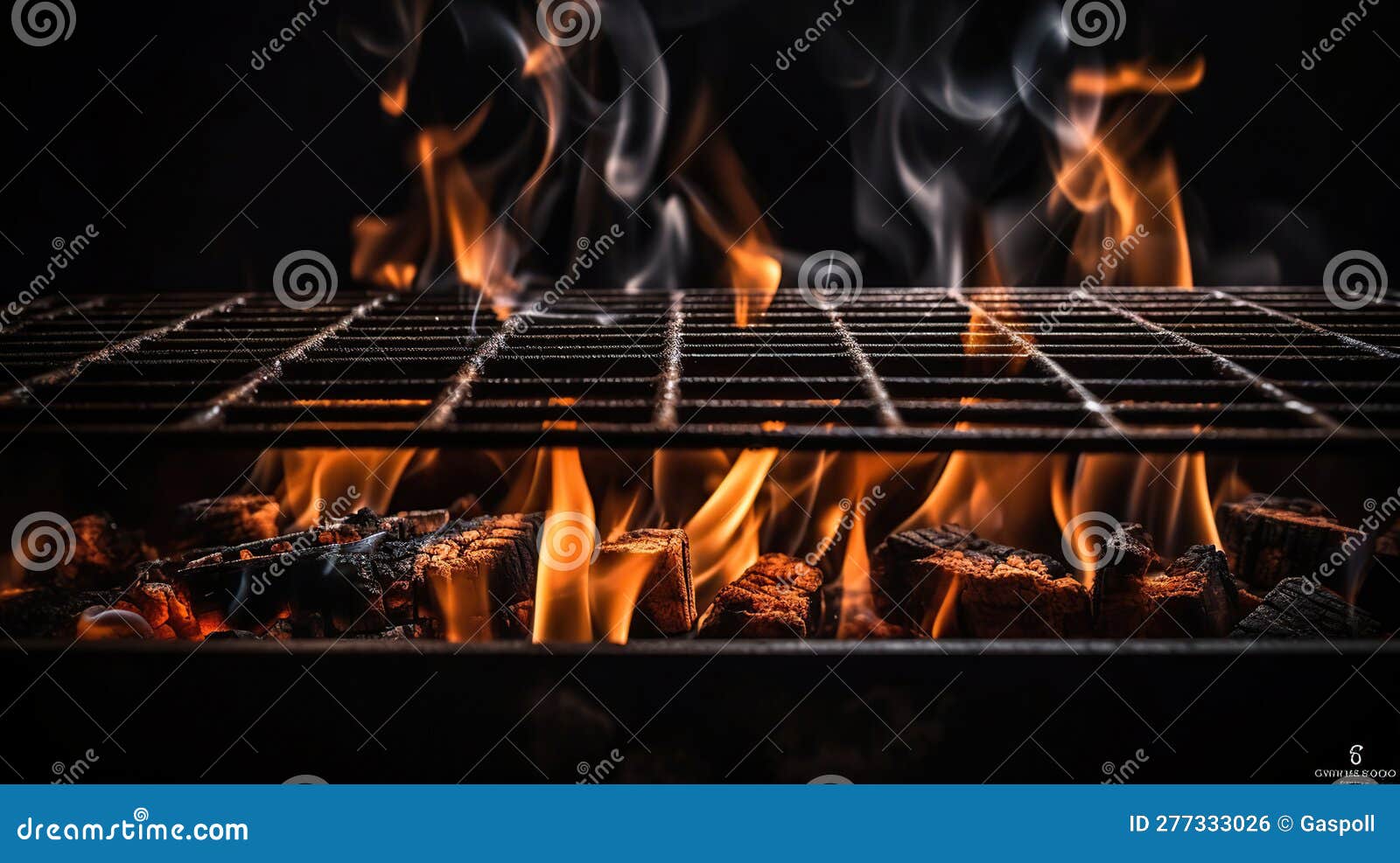 Barbecue Grill with Fire Flames - Empty Fire Grid, Generative Ai Stock ...