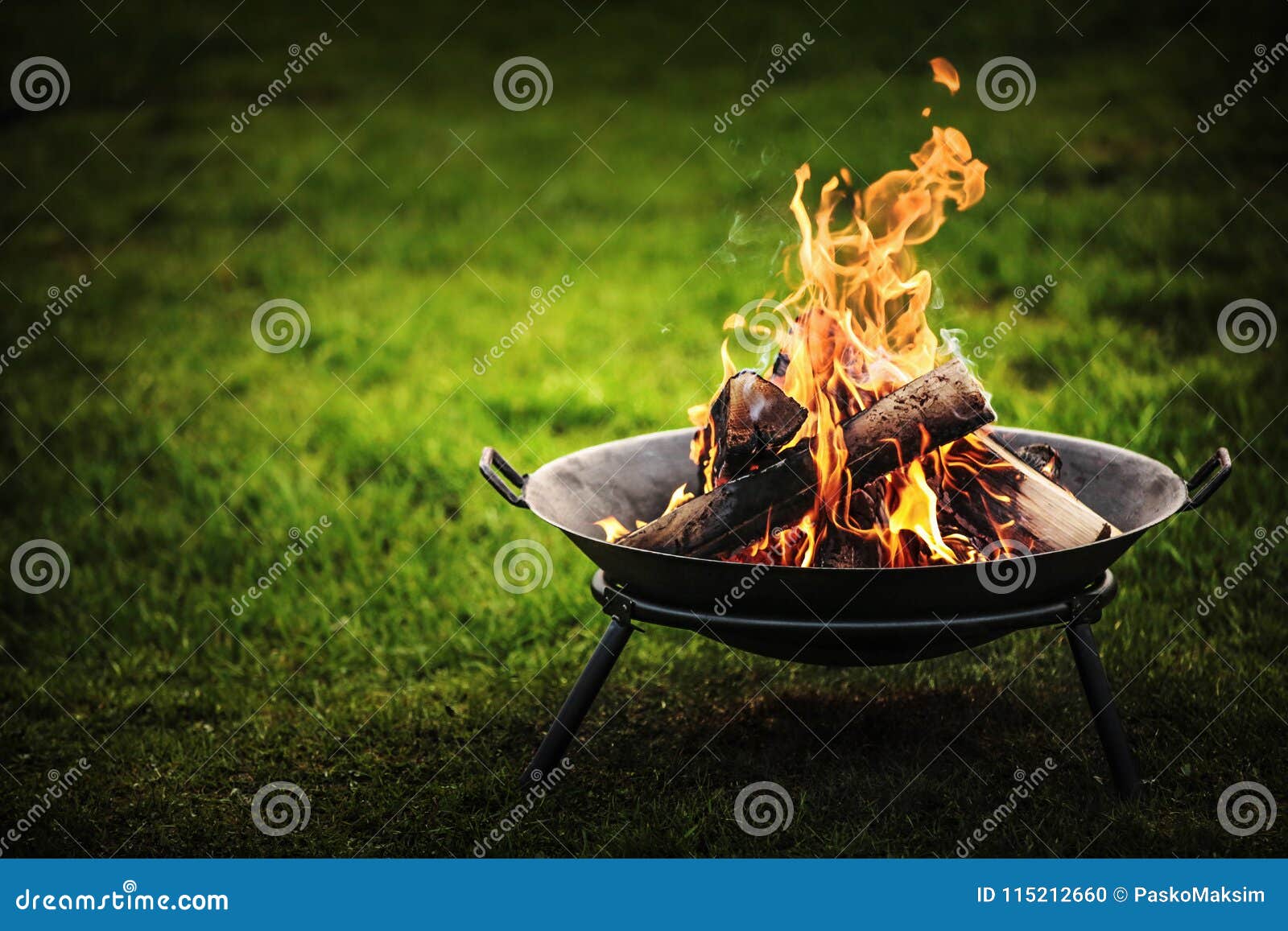 Barbecue Grill with Fire stock photo. Image of sunlight - 115212660