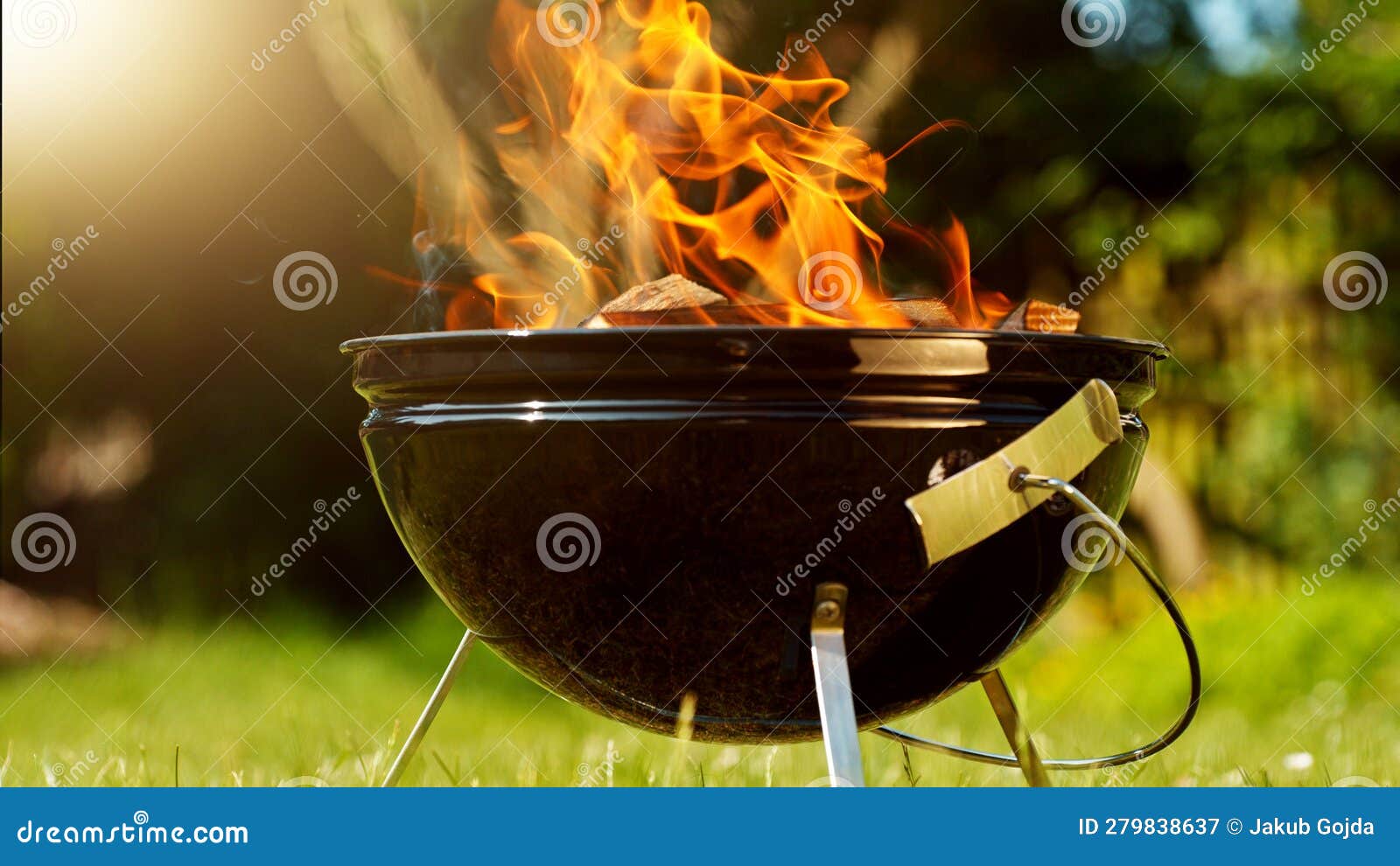 Barbecue Grill with Fire on Open Air. Fire Flame Stock Illustration ...