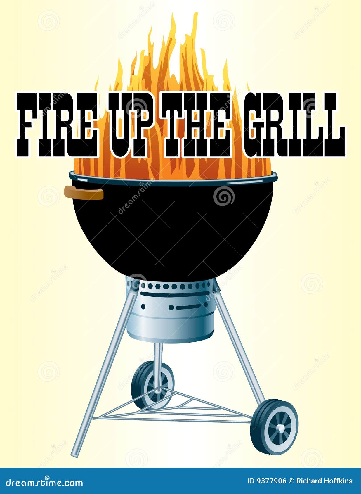 Barbecue Grill with Flames stock illustration. Illustration of kettle ...