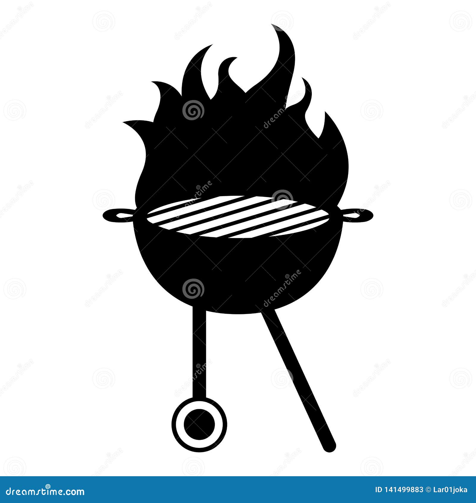 Barbecue Grill Icon in Flames Stock Vector - Illustration of icon ...