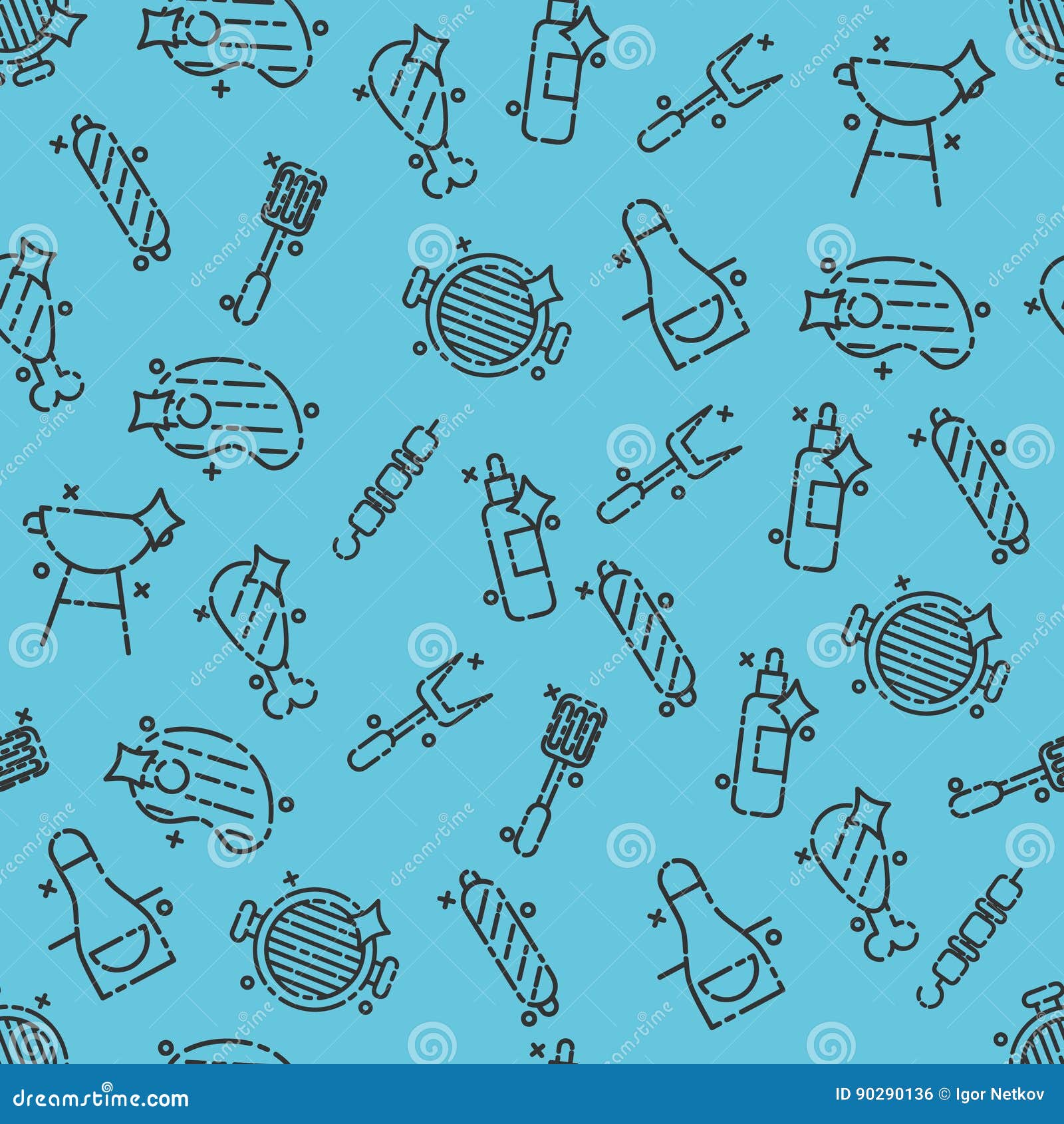 Barbecue and Grill Icon Pattern Stock Vector - Illustration of outdoor ...