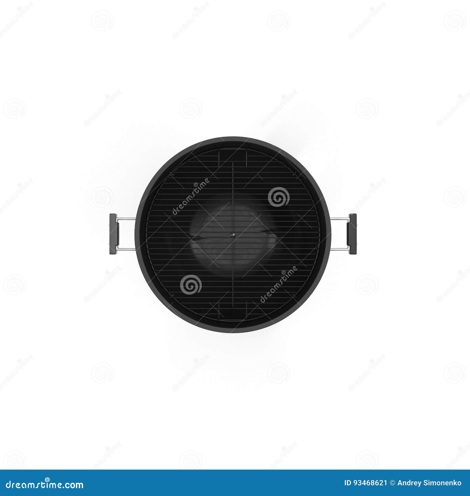 Barbecue Grill Isolated on White. Top View. 3D Illustration Stock ...