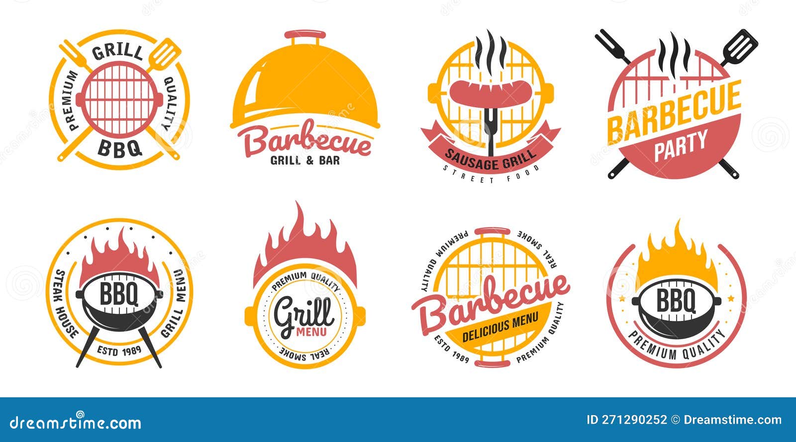 Barbecue And Grill Labels, Badges, Logos And Emblems. Set Vector ... Barbecue And Grill Labels, Badges, Logos And Emblems. Set Vector ...