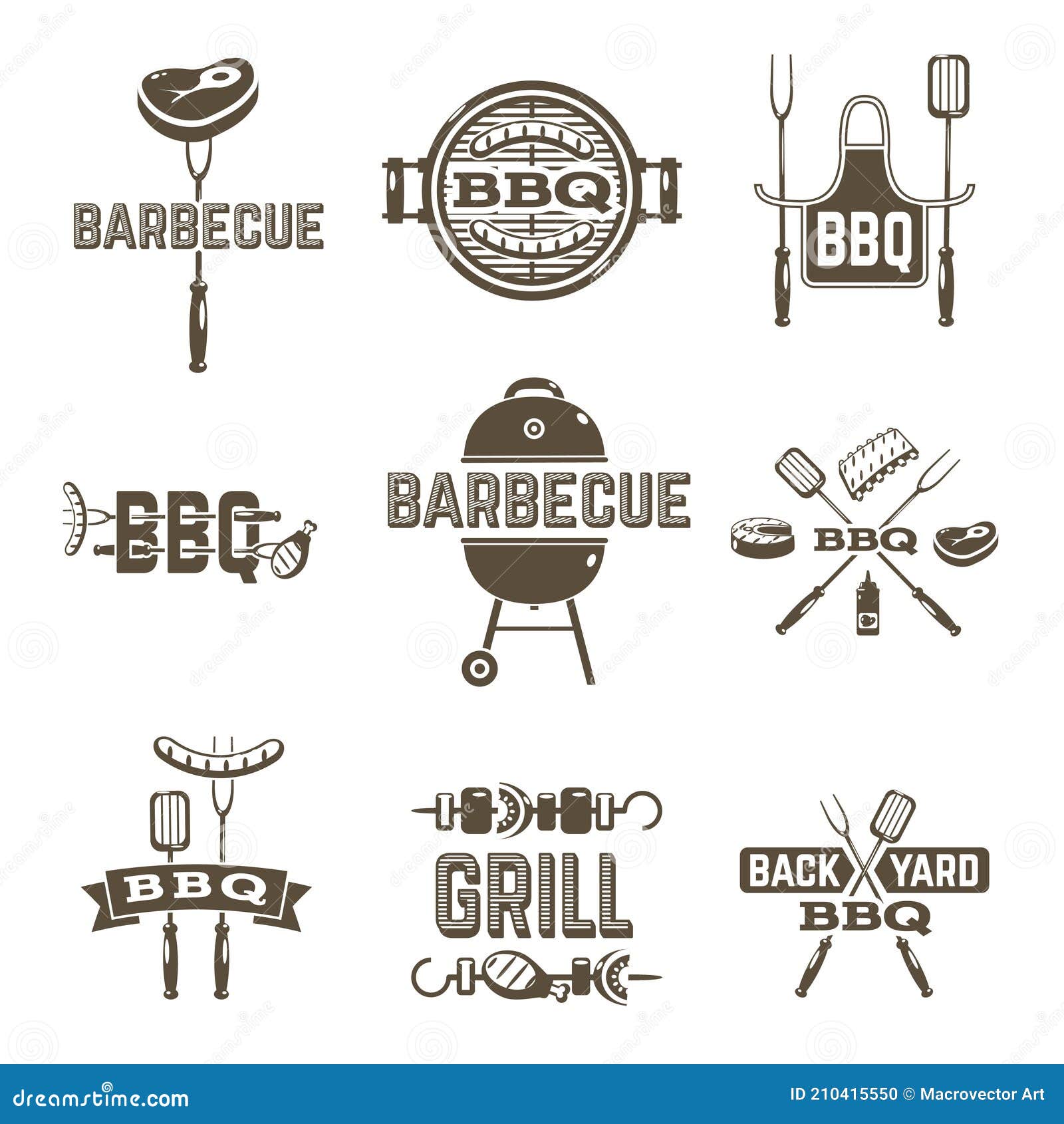 Barbecue and Grill Labels stock vector. Illustration of chef - 210415550
