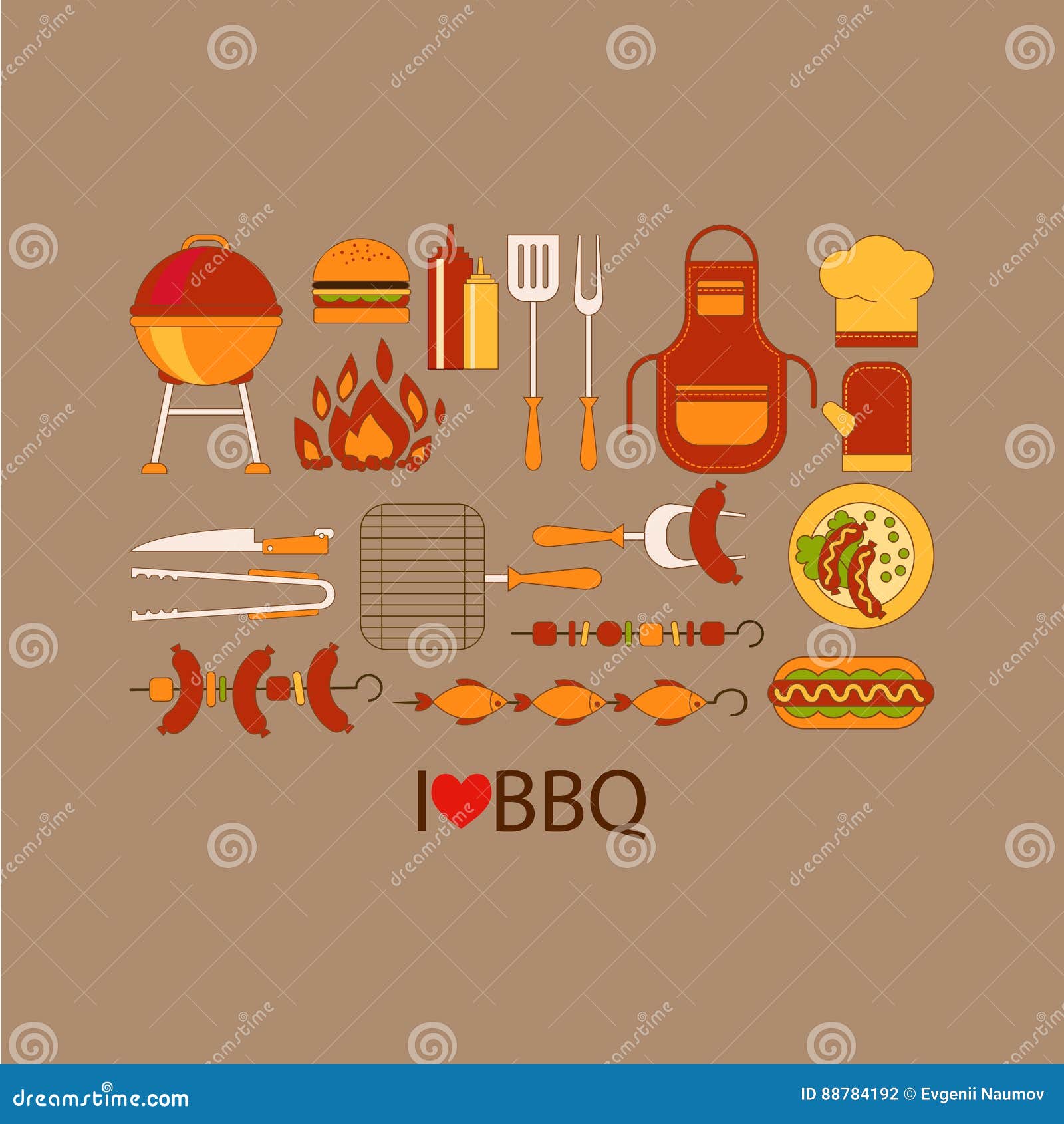 Barbecue Grill Party Vector Set Stock Vector - Illustration of ...