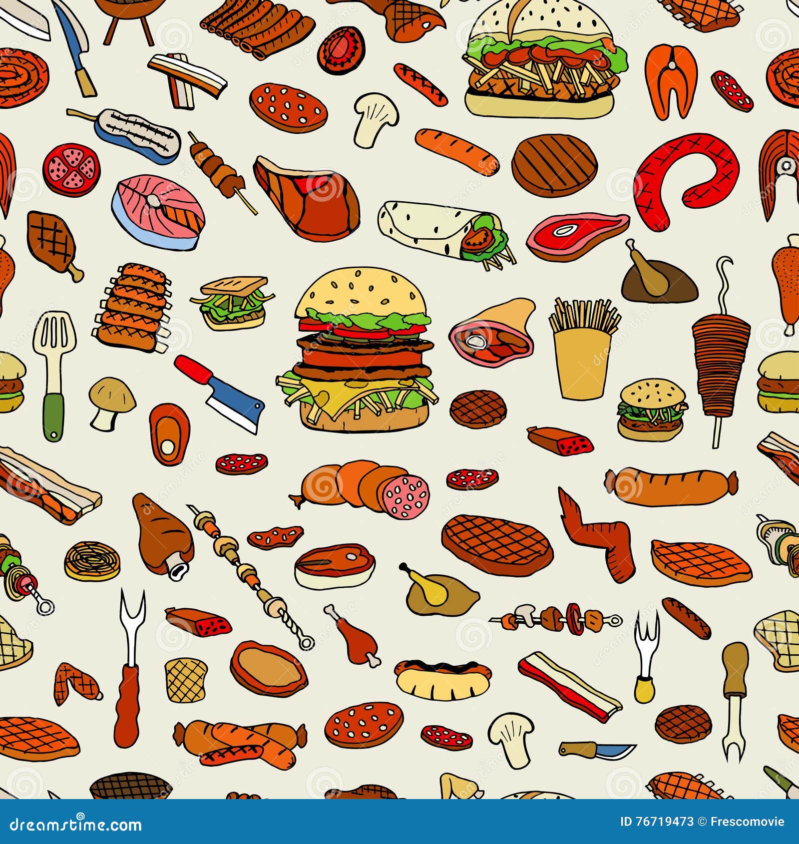 Barbecue Grill Pattern stock vector. Illustration of party - 76719473