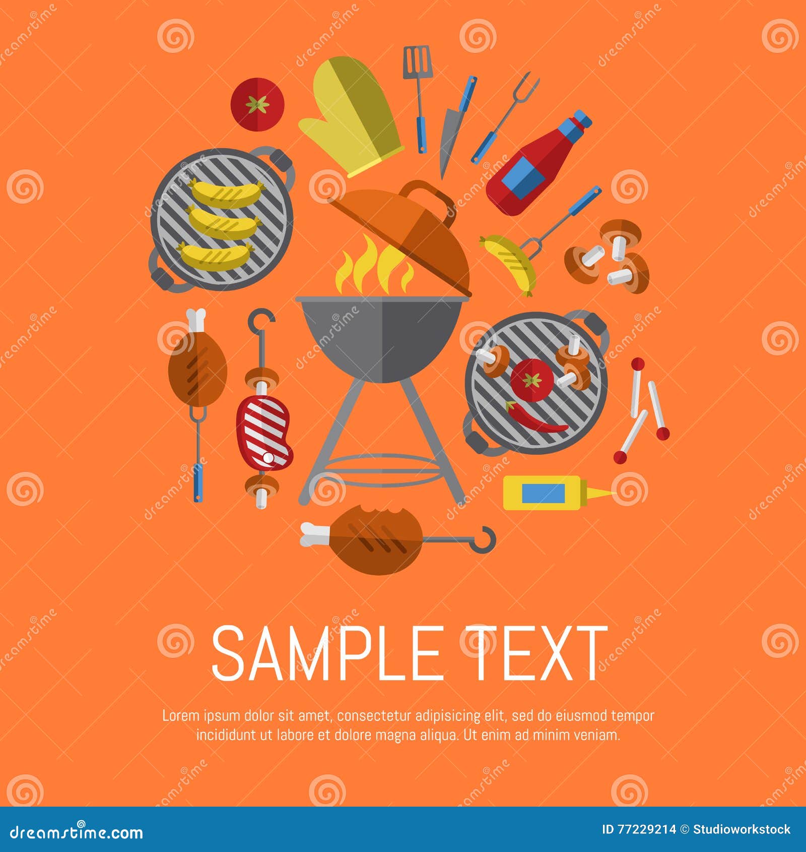 Barbecue Grill Poster, Design Template. Stock Vector - Illustration of ...