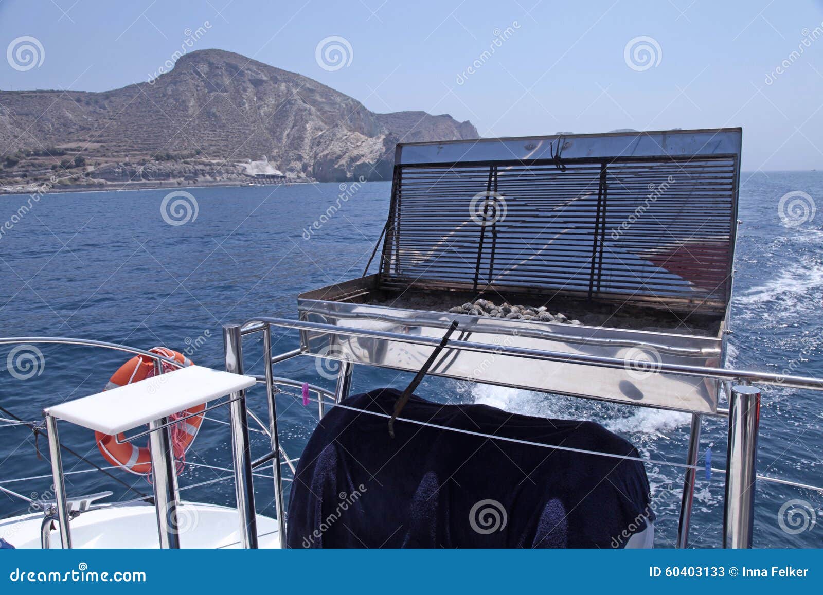 Barbecue Grill on Sea Yacht Deck Stock Image - Image of deck, dinner ...