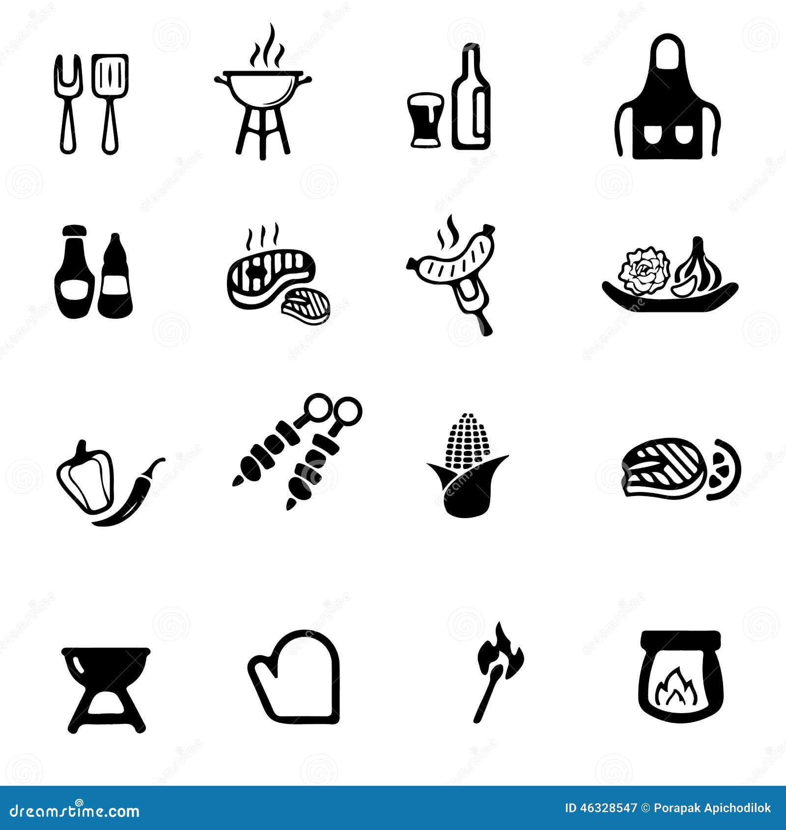Barbecue Grill Silhouette Icons Stock Illustration - Illustration of ...